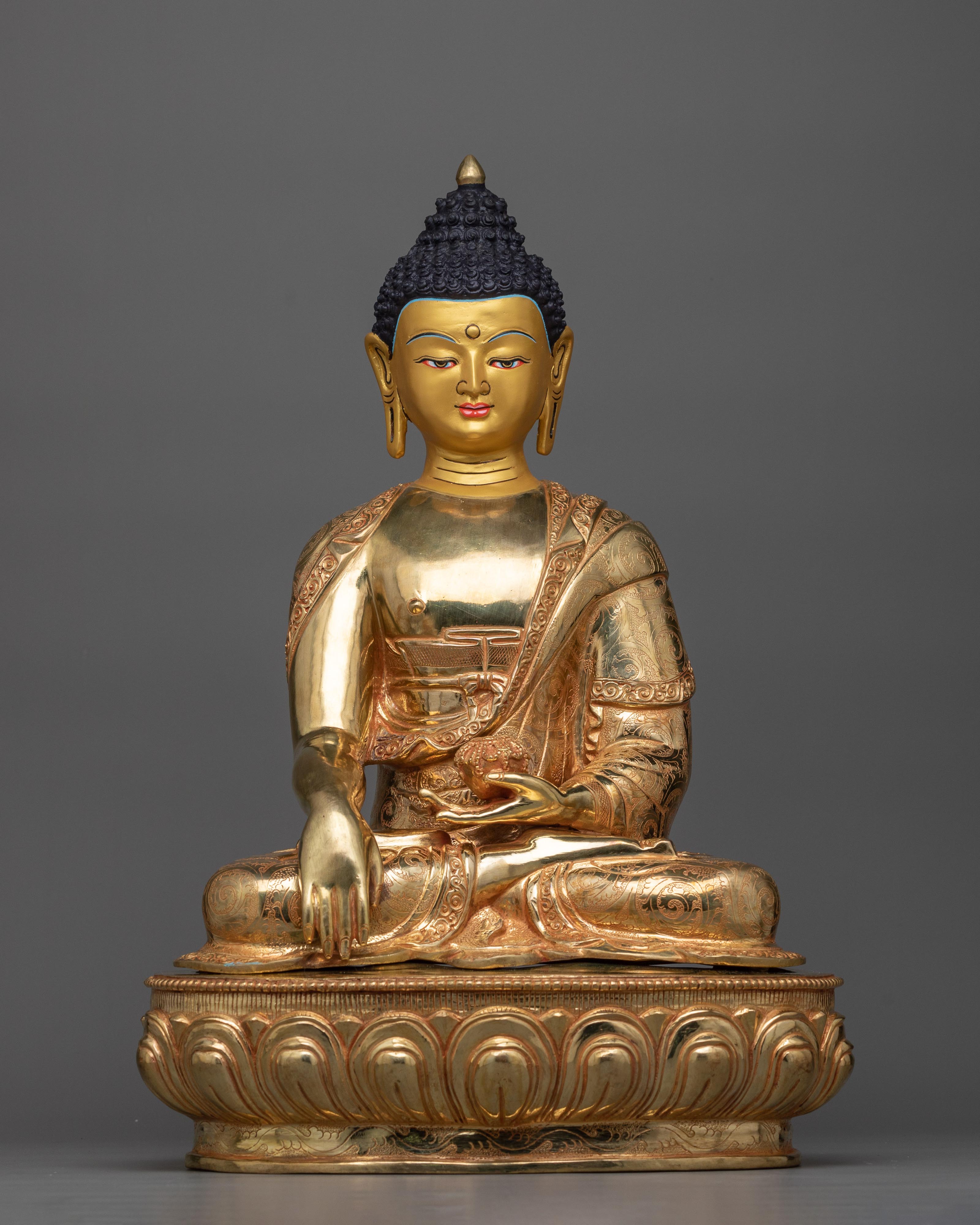 Shaka Buddha Sculpture | Shakyamuni in Golden Splendor Statue