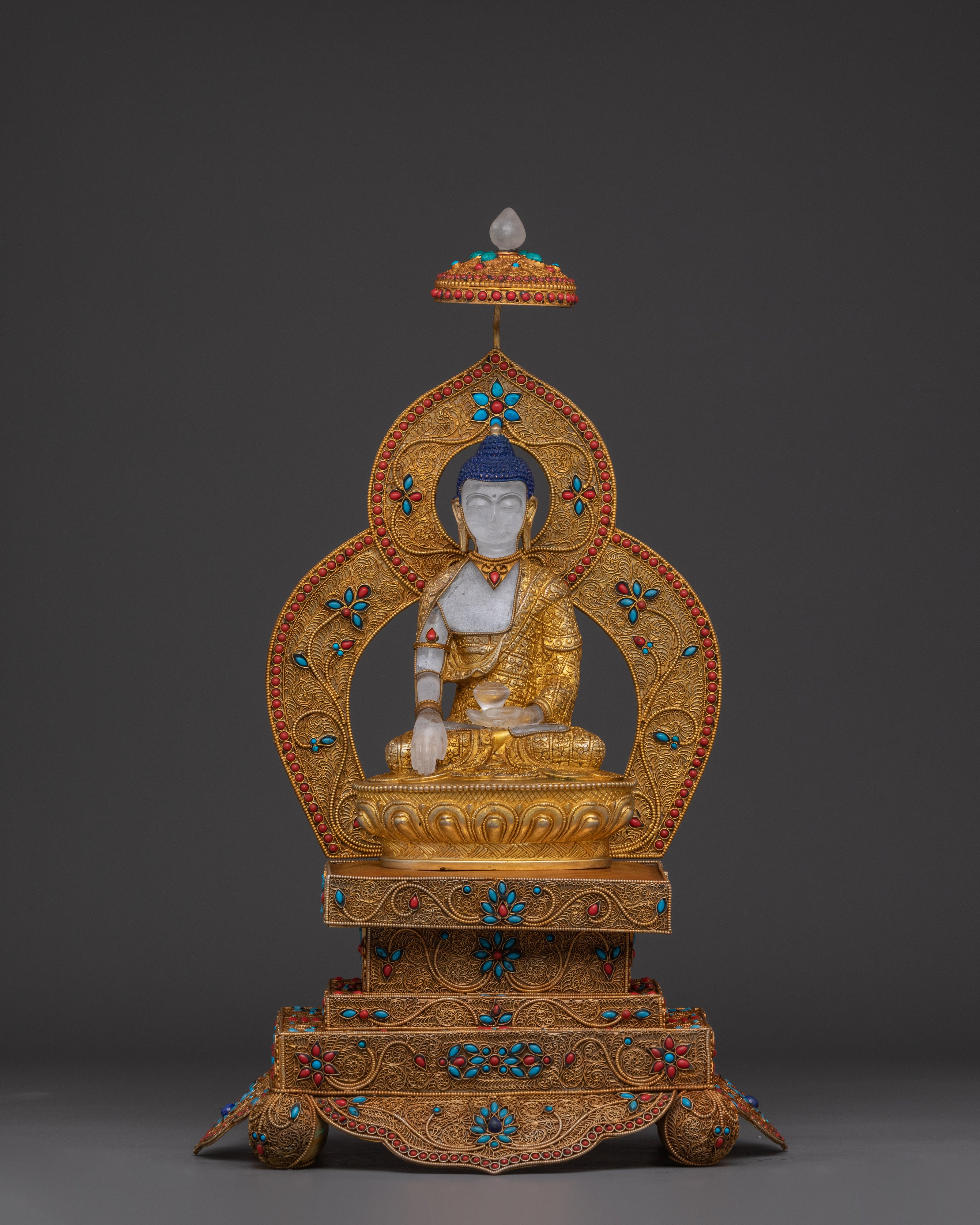 Handmade Shakyamuni Buddha on throne | Symbol of Enlightenment