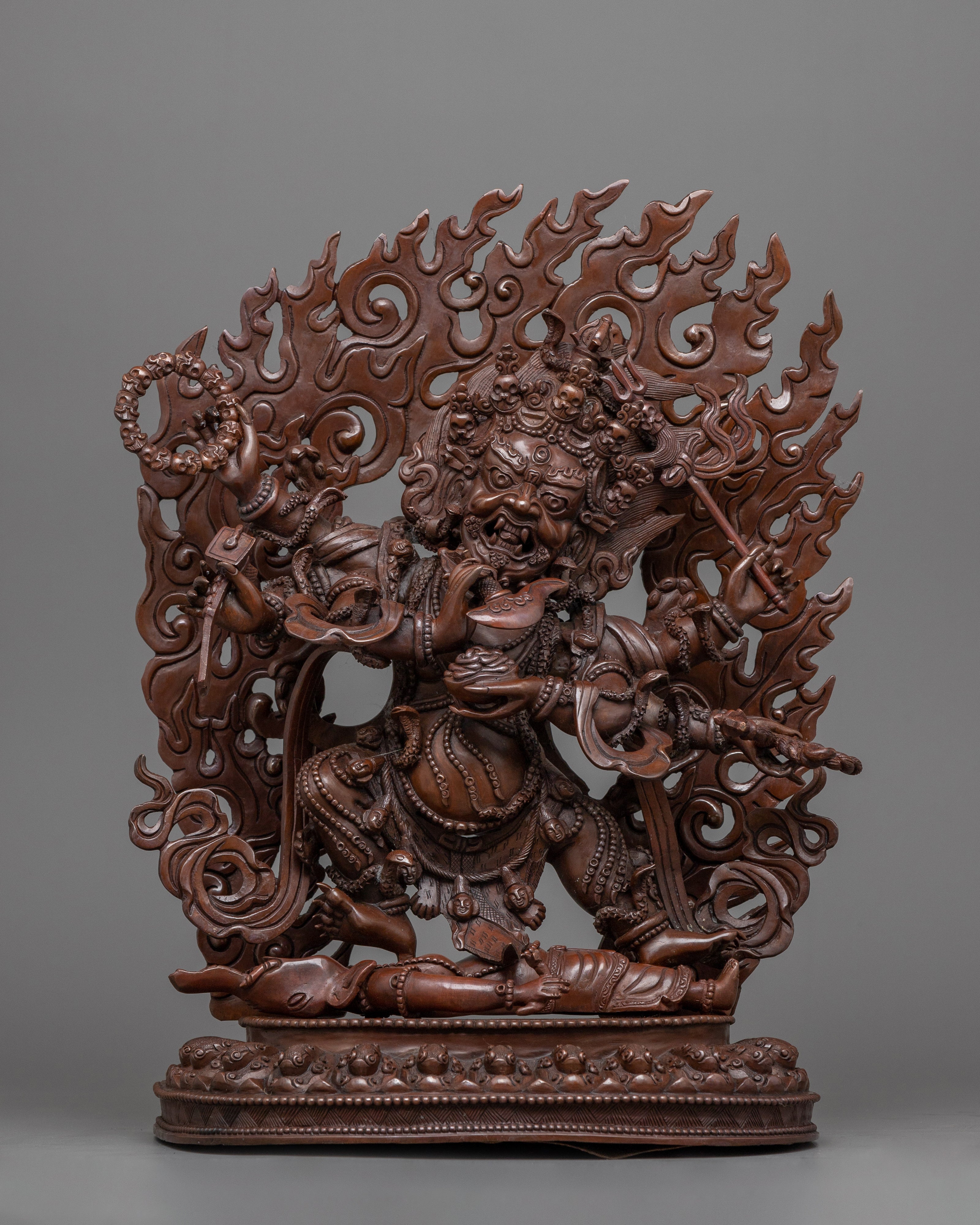 Six-Armed Mahakala Sculpture | Himalayan Oxidized Art