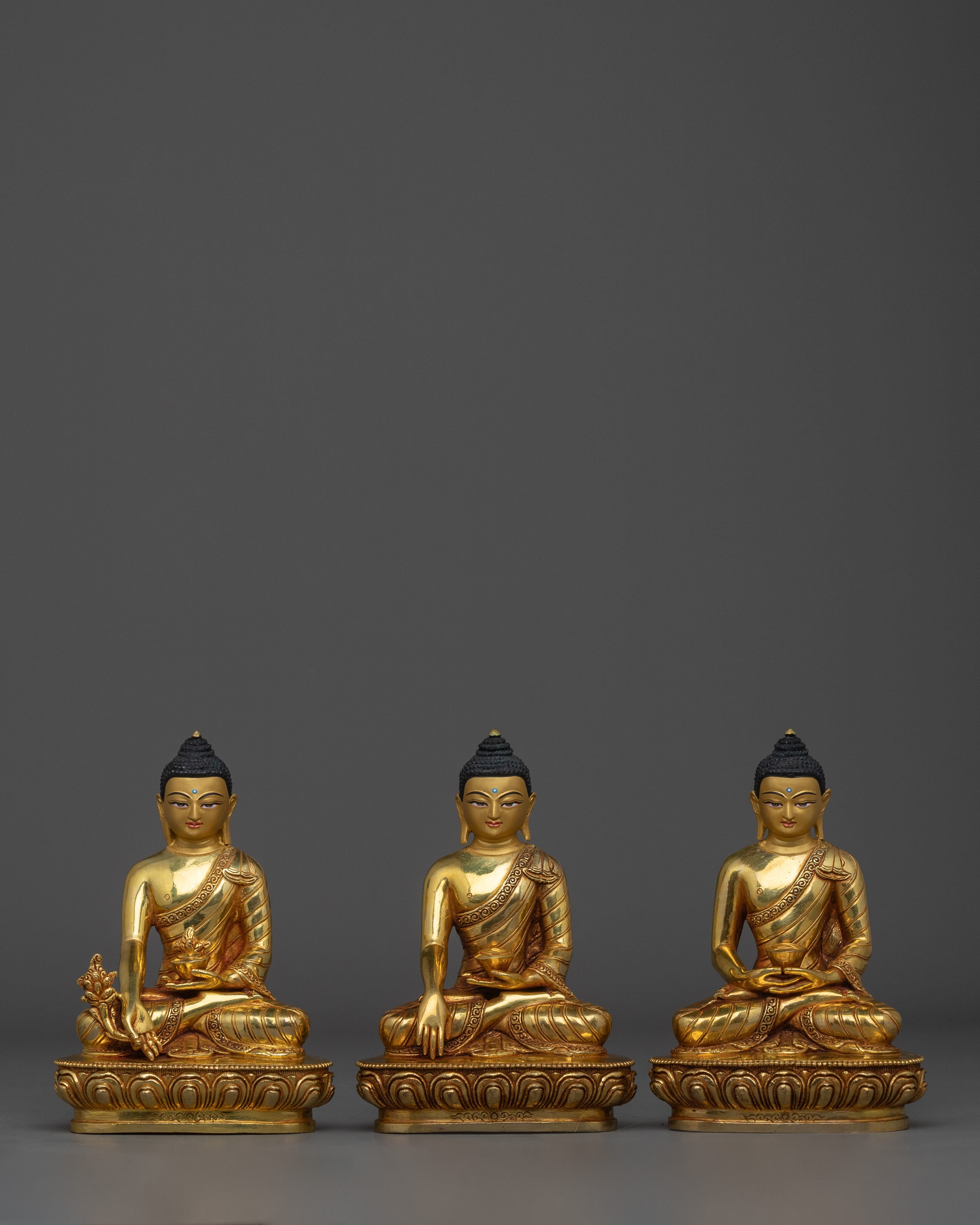 Tibetan Three Buddha Statue Set | Buddhas of Peace