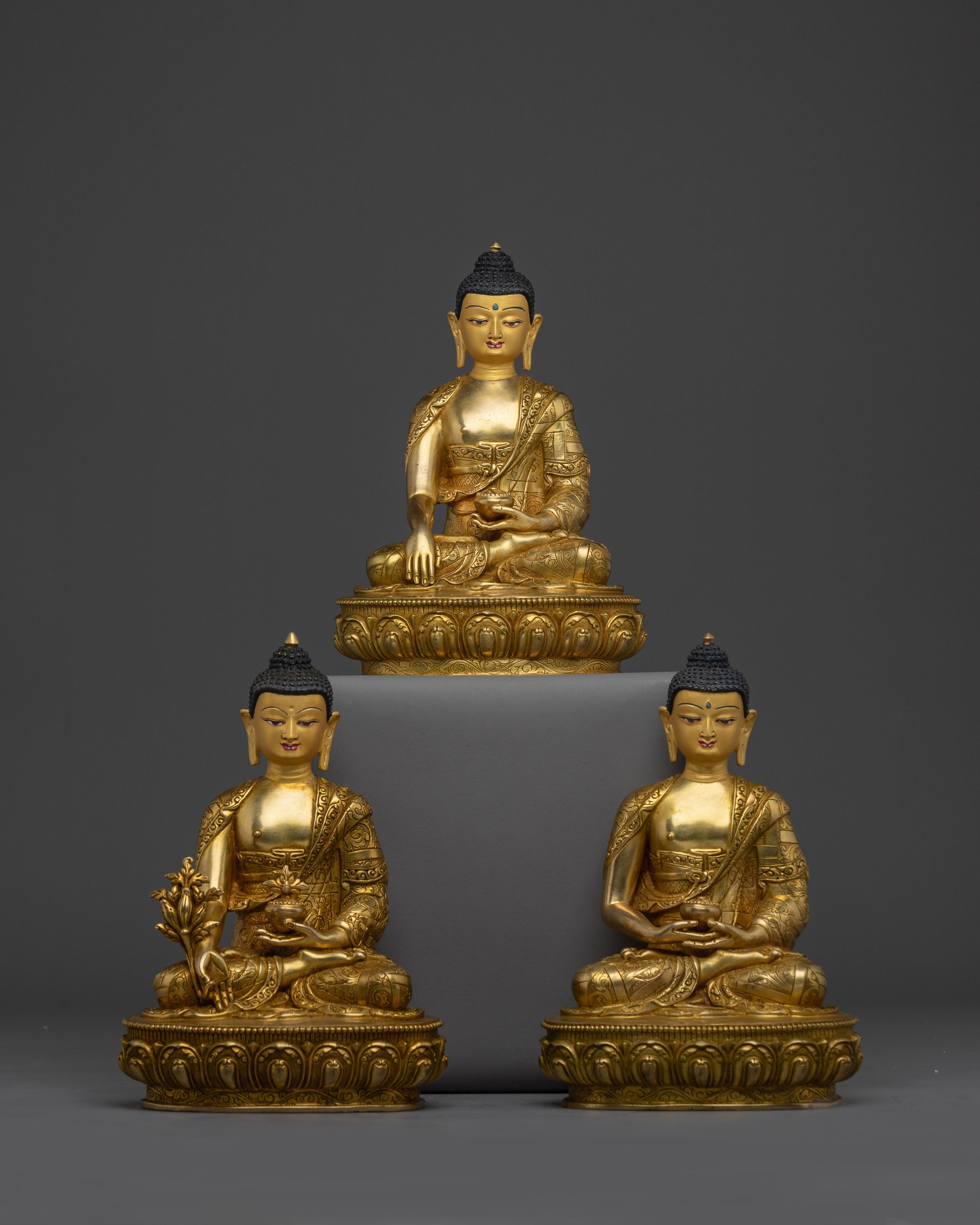 Peaceful Three Buddha Statue Set | Three Enlightened Wisdom