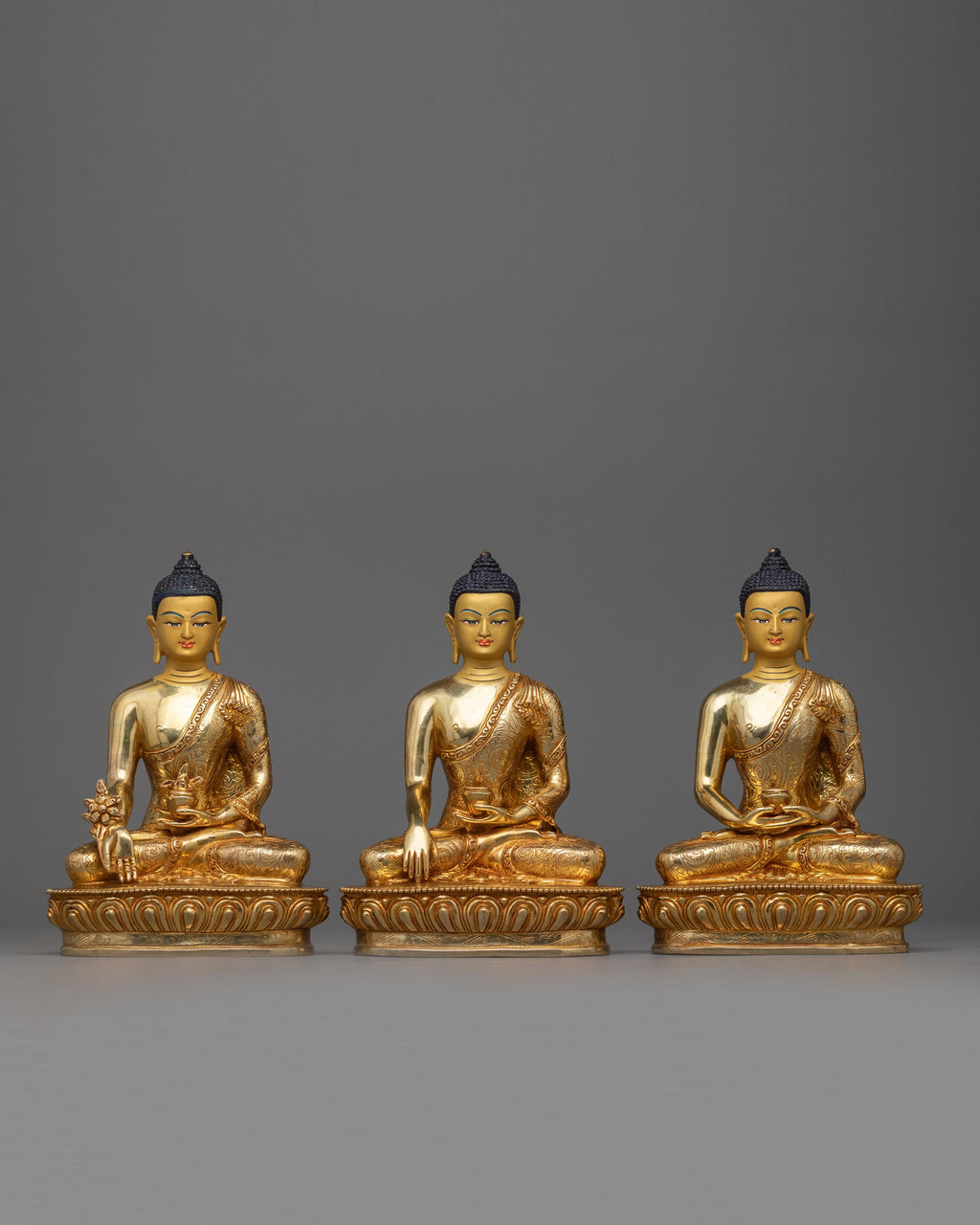 Trikaya Statue Set | A Golden Trilogy of Buddhist Essence