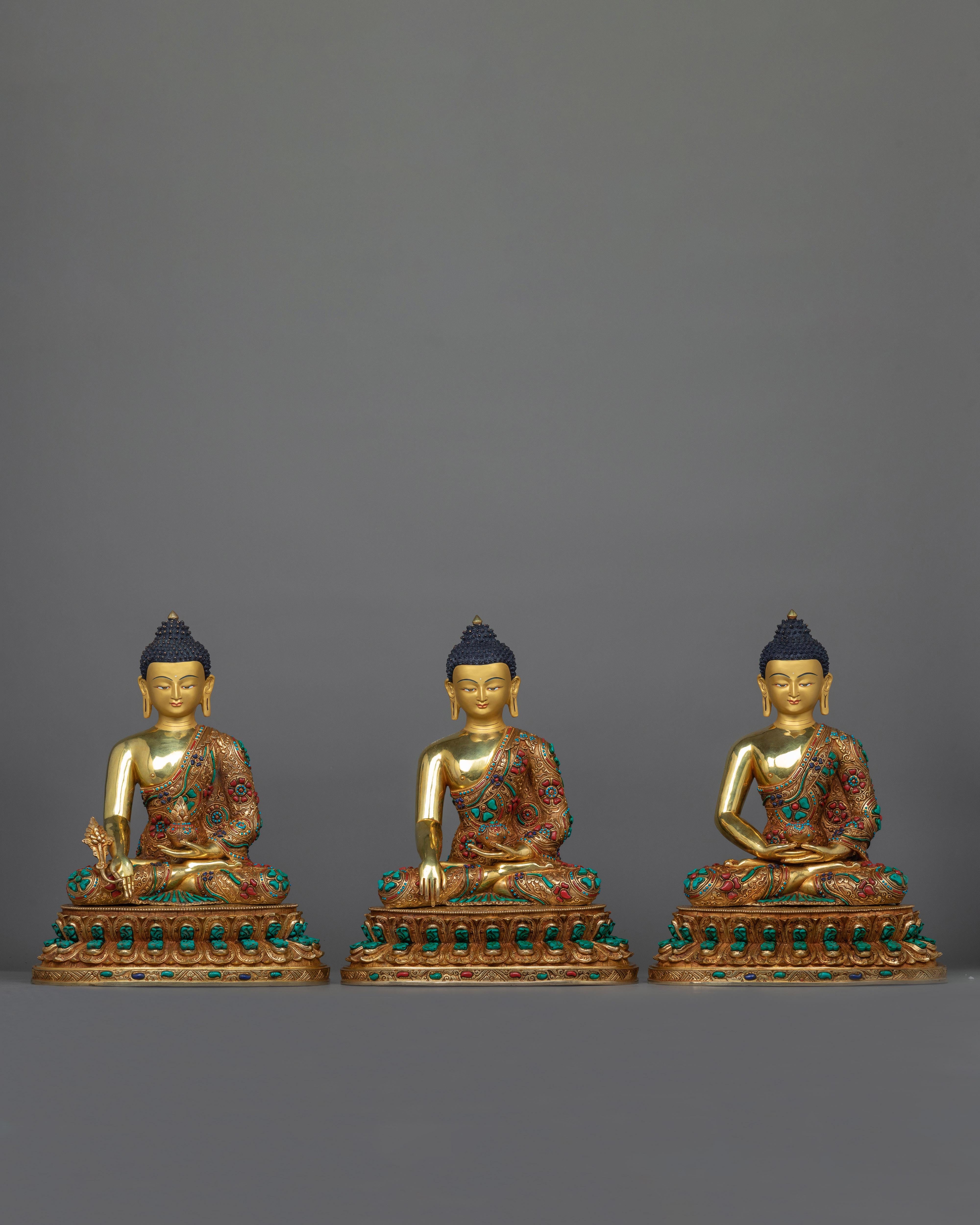 Three-Buddha Sculpture | A Triumvirate of Healing, Wisdom, and Compass