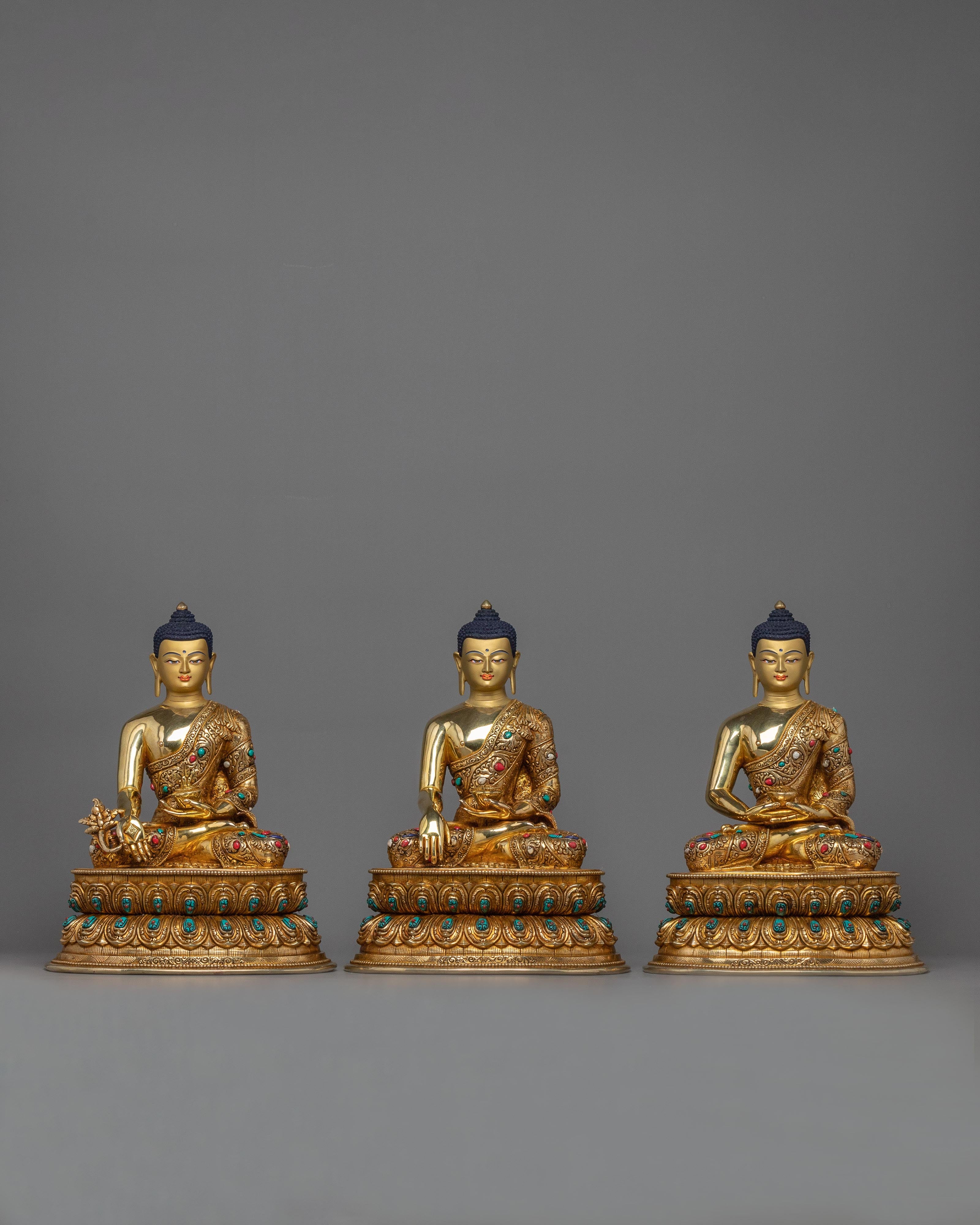 Triad of Enlightenment: Shakyamuni, Medicine, Amitabha Buddha Set | Th
