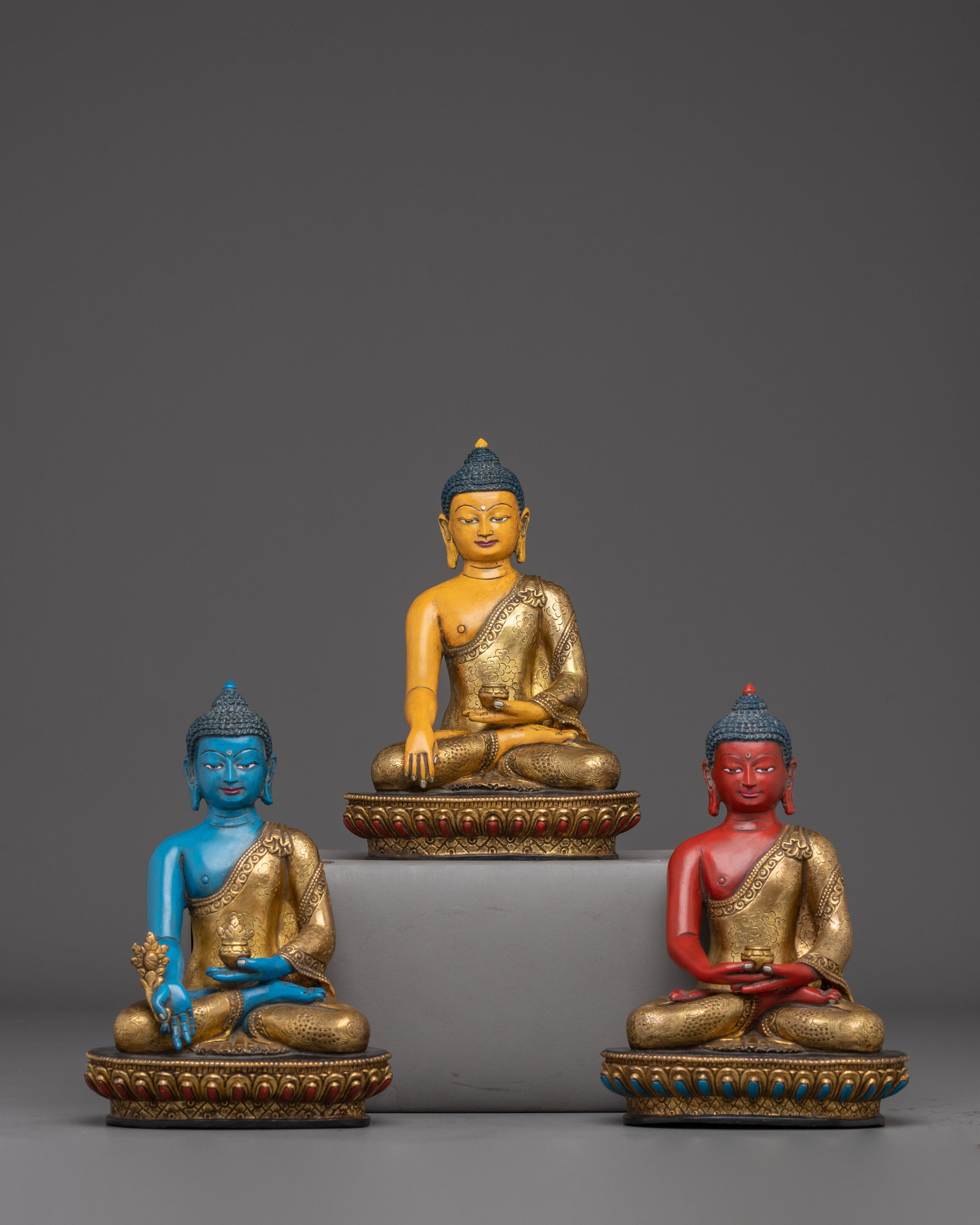 Revered Three Buddha Art Set | Buddha Trinity Statue
