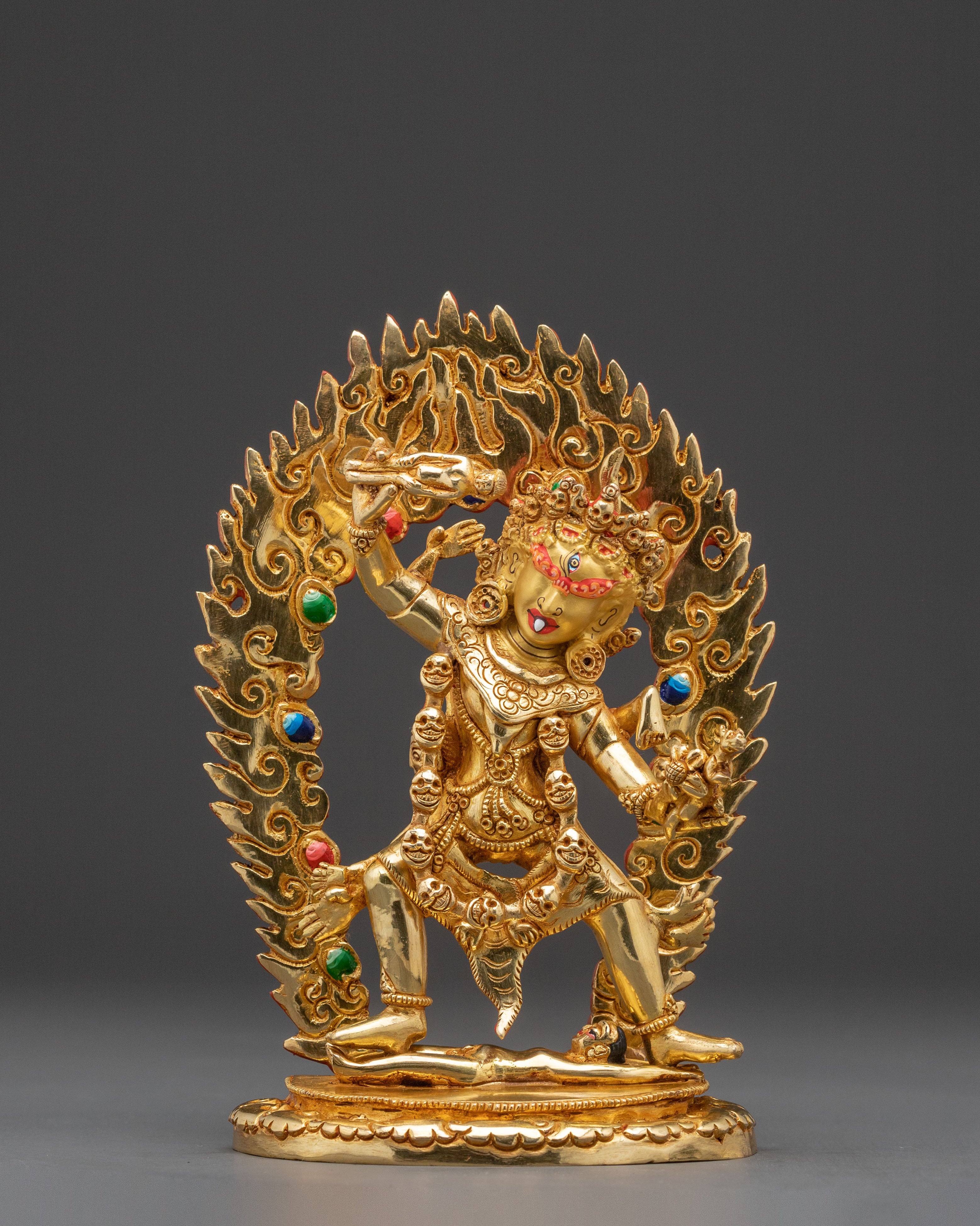 24k Gold Gilded Ekajati Statue: Fierce Protector