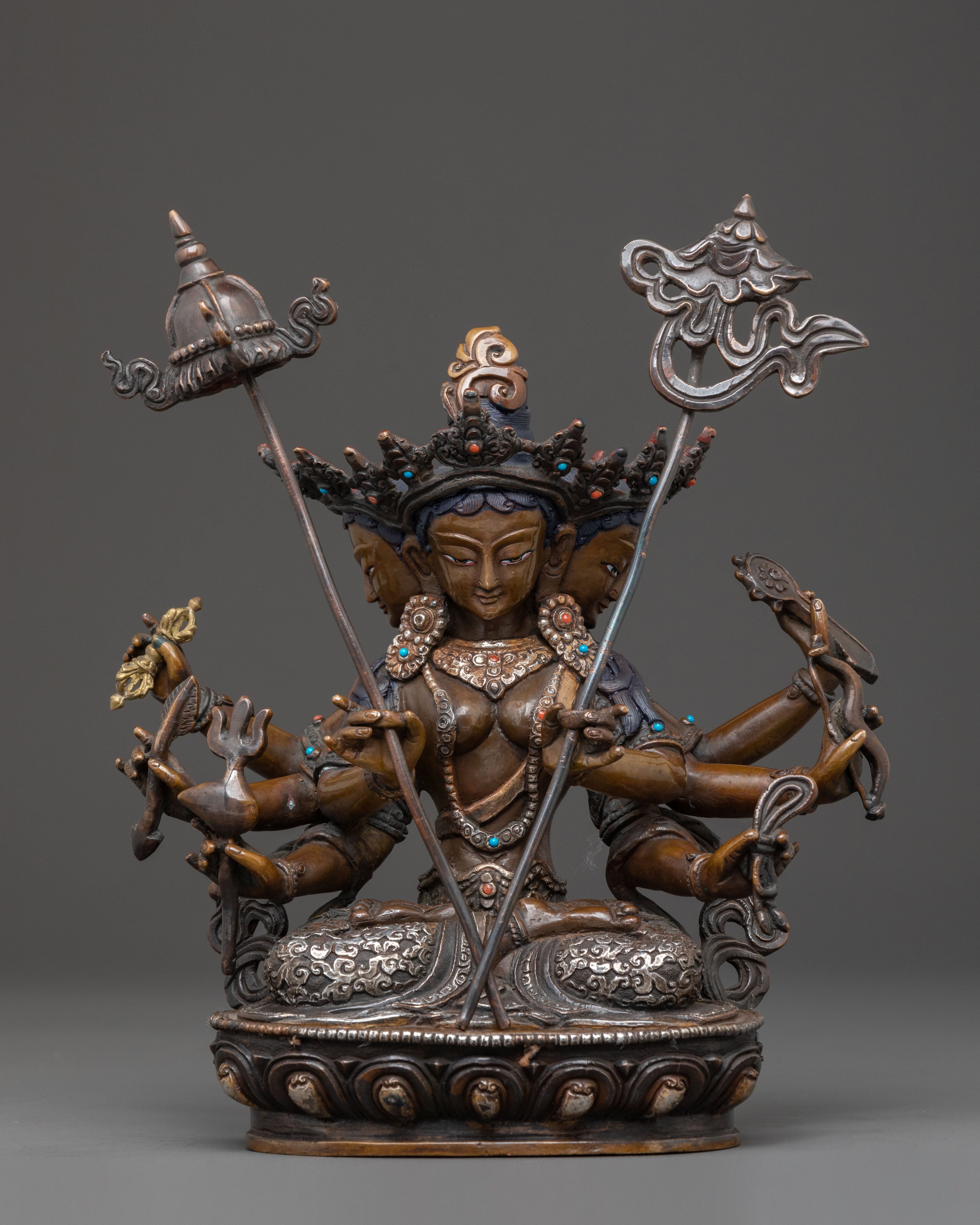 Dhoja Devi Spiritual Statue: Oxidized Copper Serenity