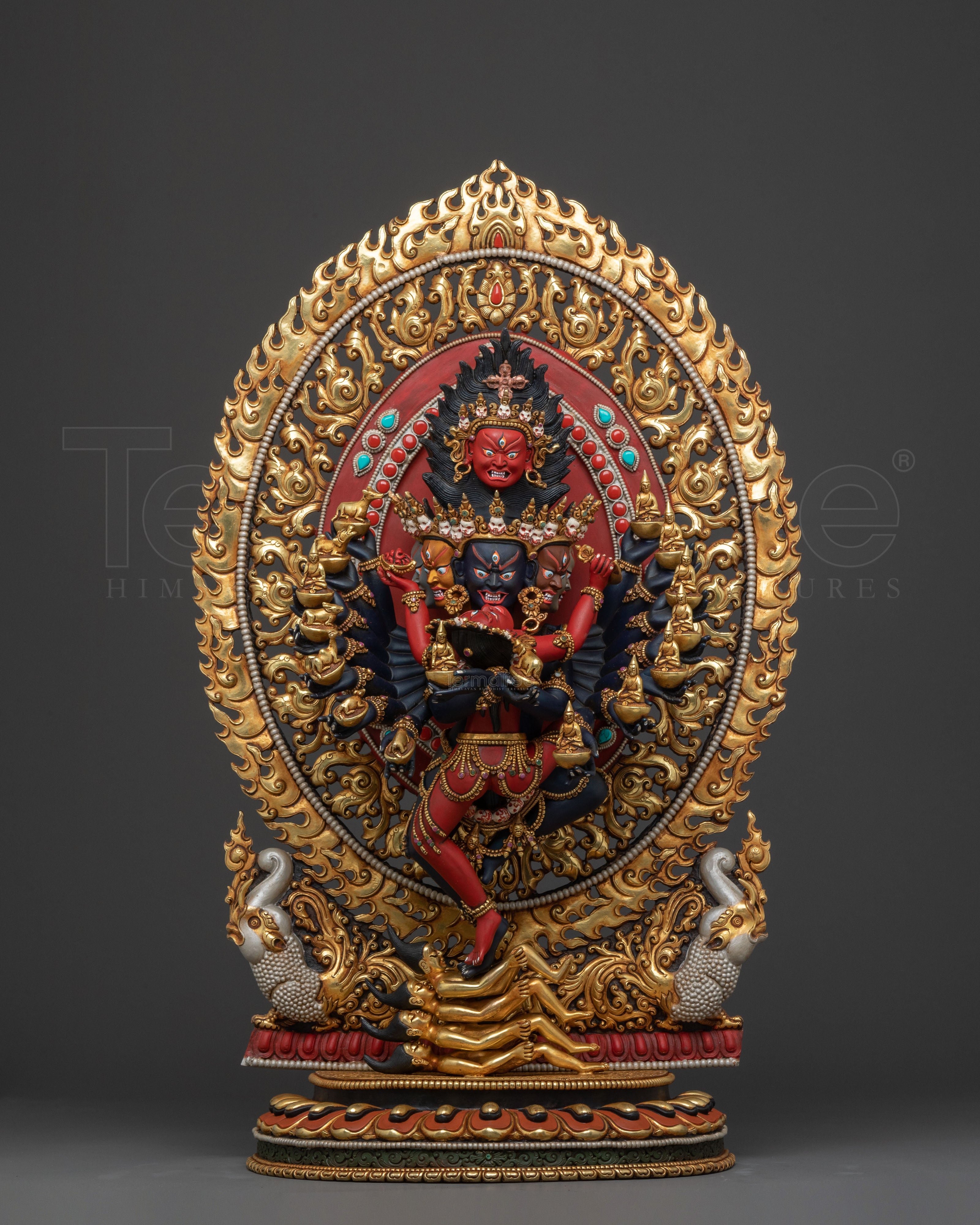 Hevajra 24k Gold Gilded Statue | Union of Wisdom