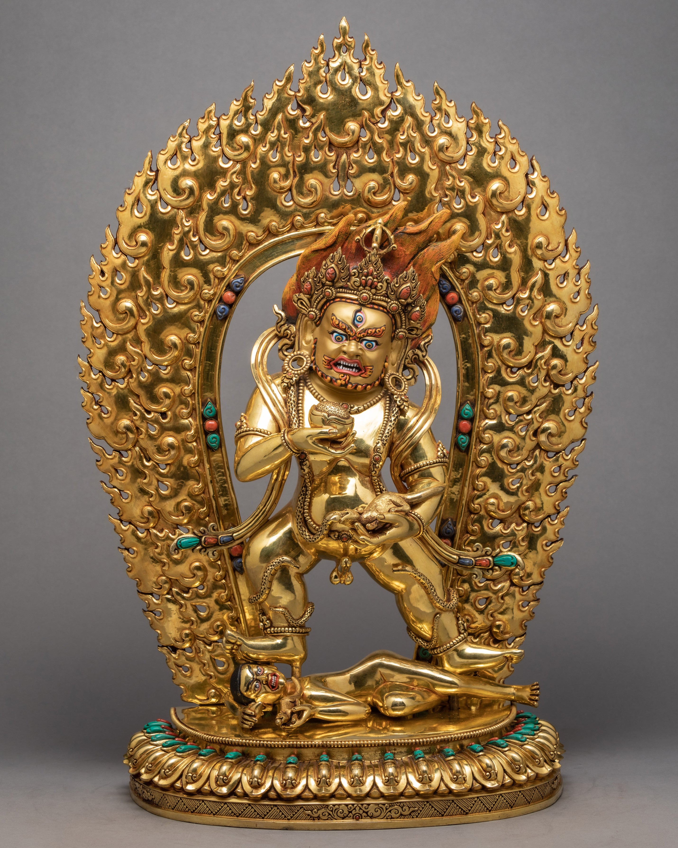 Black Dzambala Statue | Finely Hand-Carved Jambala Statue | Wealth Dei