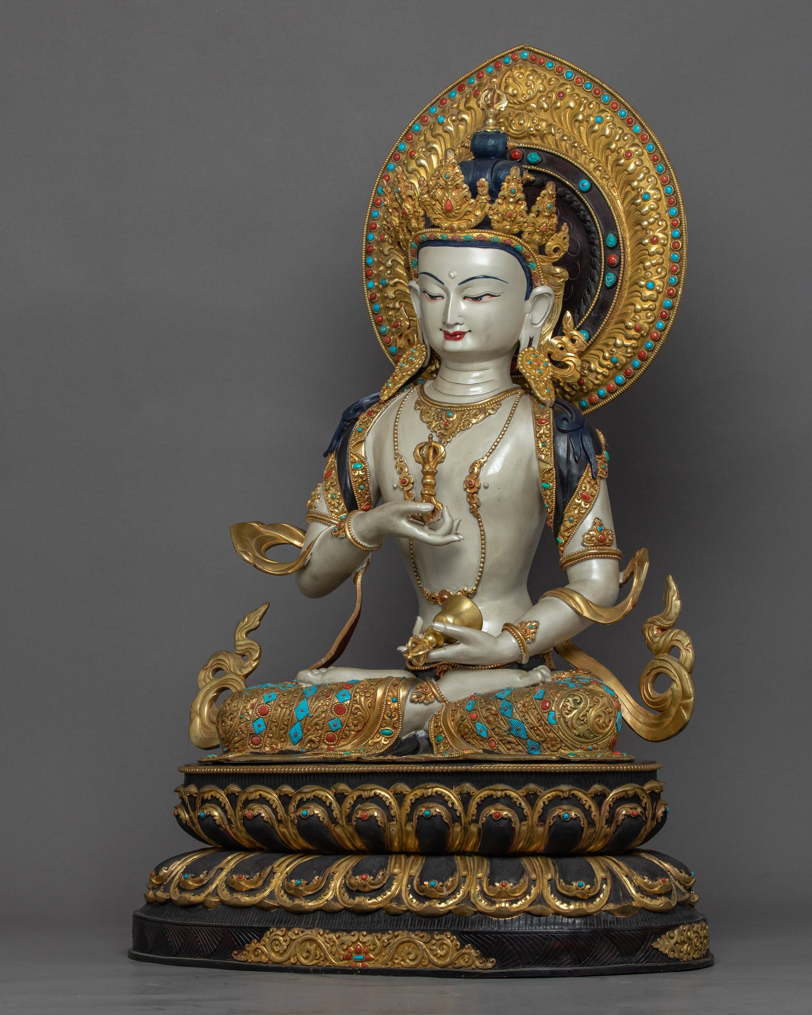Vajrasattva Purification Statue | Gold-Plated Himalayan Artwork Of Vaj