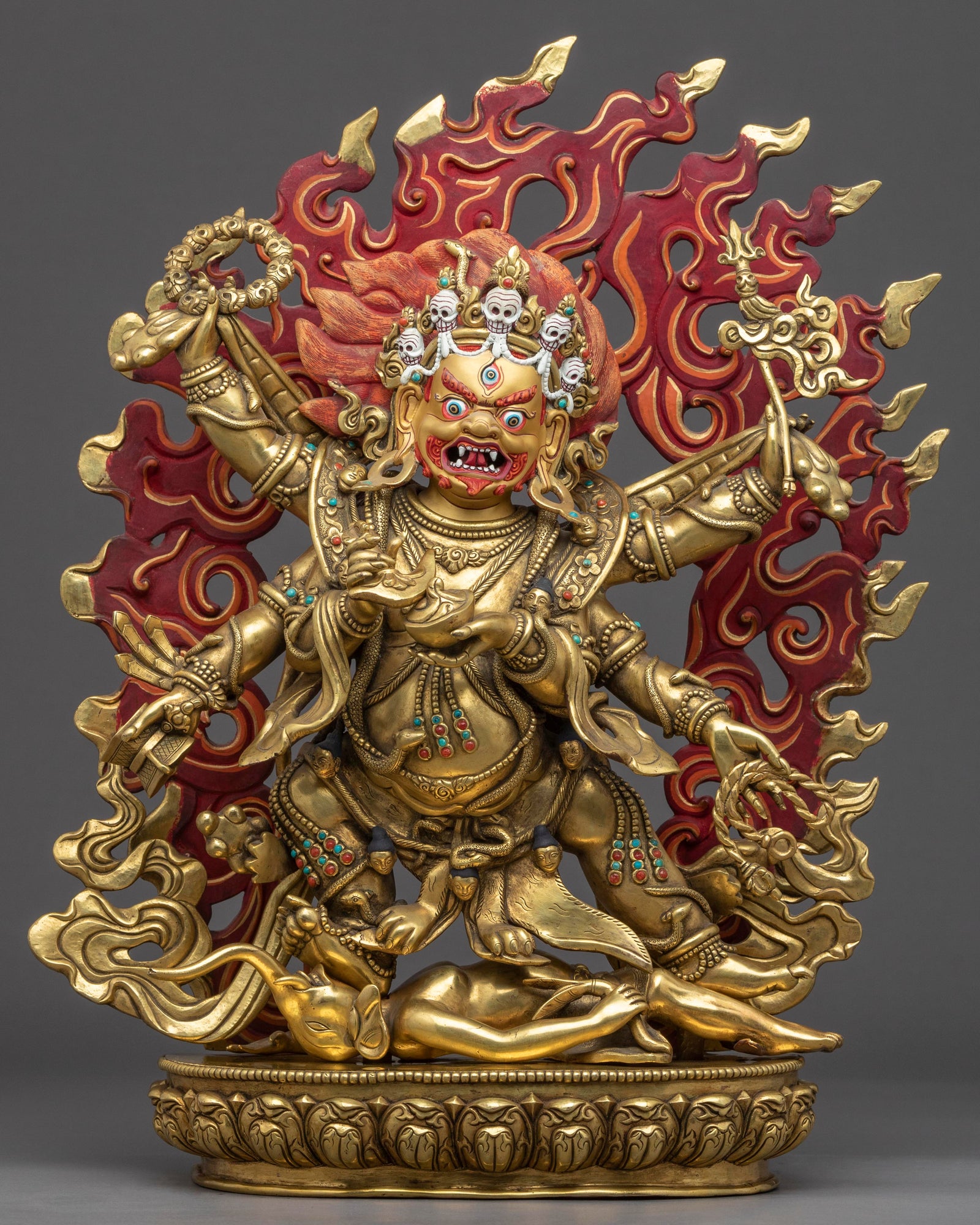6 Armed Mahakala Statue | Traditional Himalayan Art