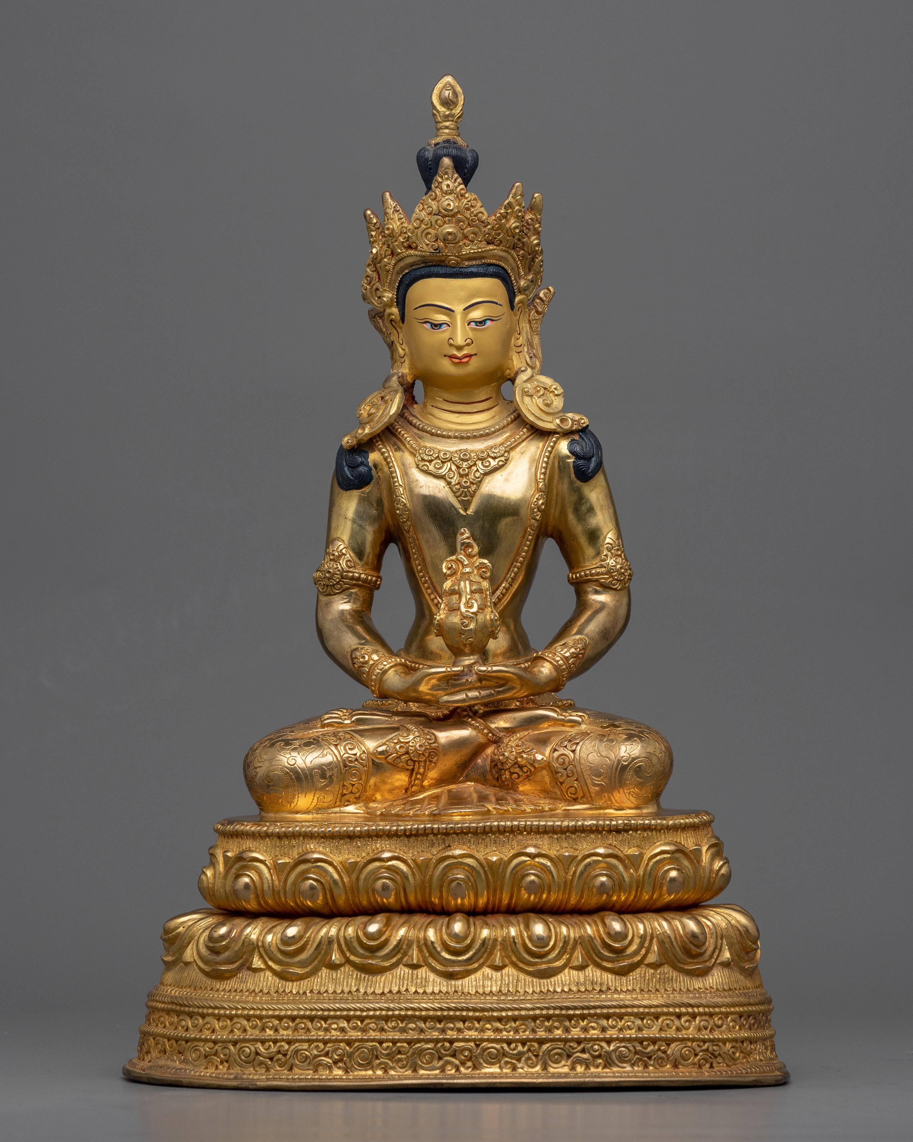 Amitayus of Pure Realm Statue | Gold-Plated Tibetan Buddhist Art