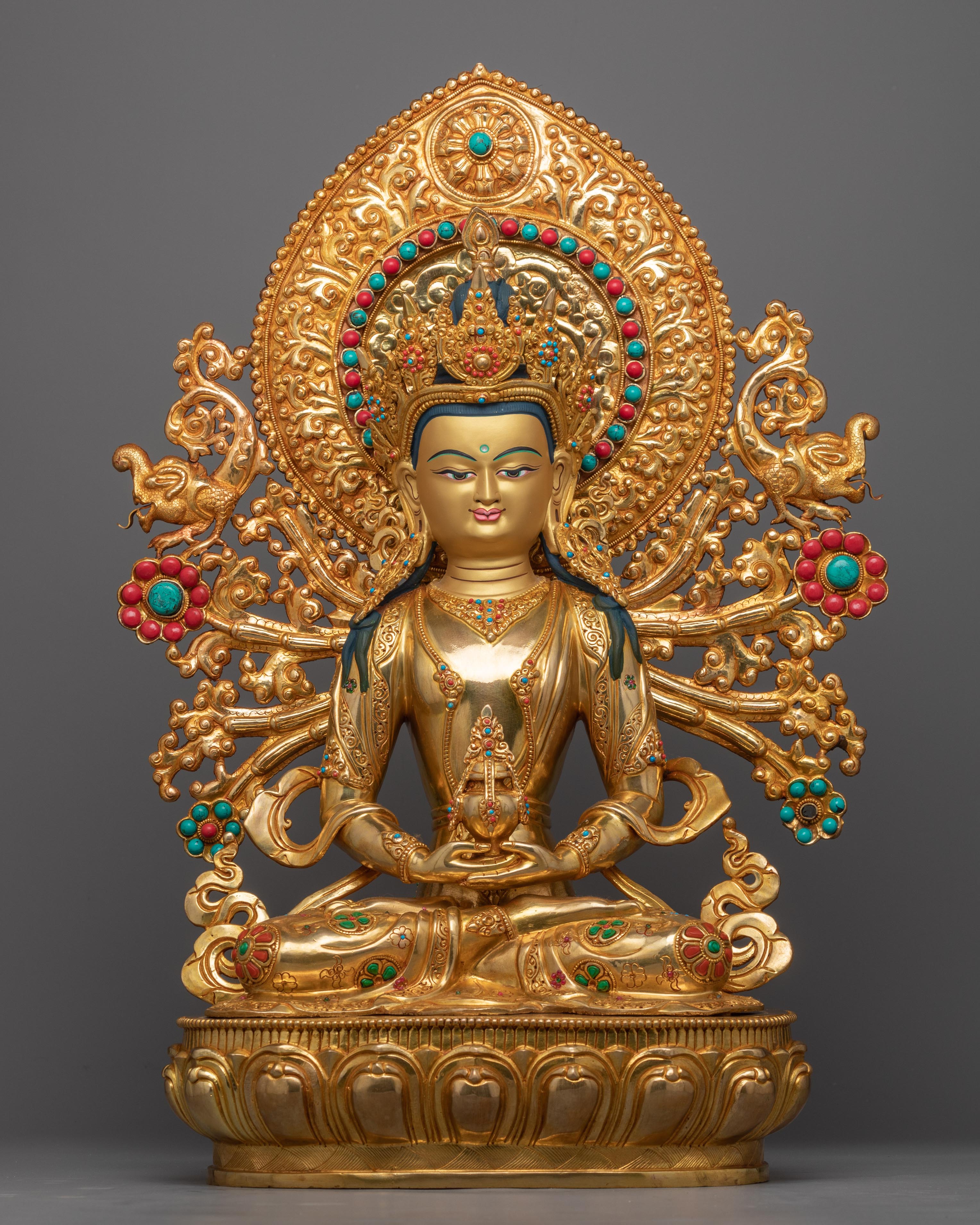 Amitayus Statue Gilded in Gold | Lord of Boundless Life, Amitayus Budd