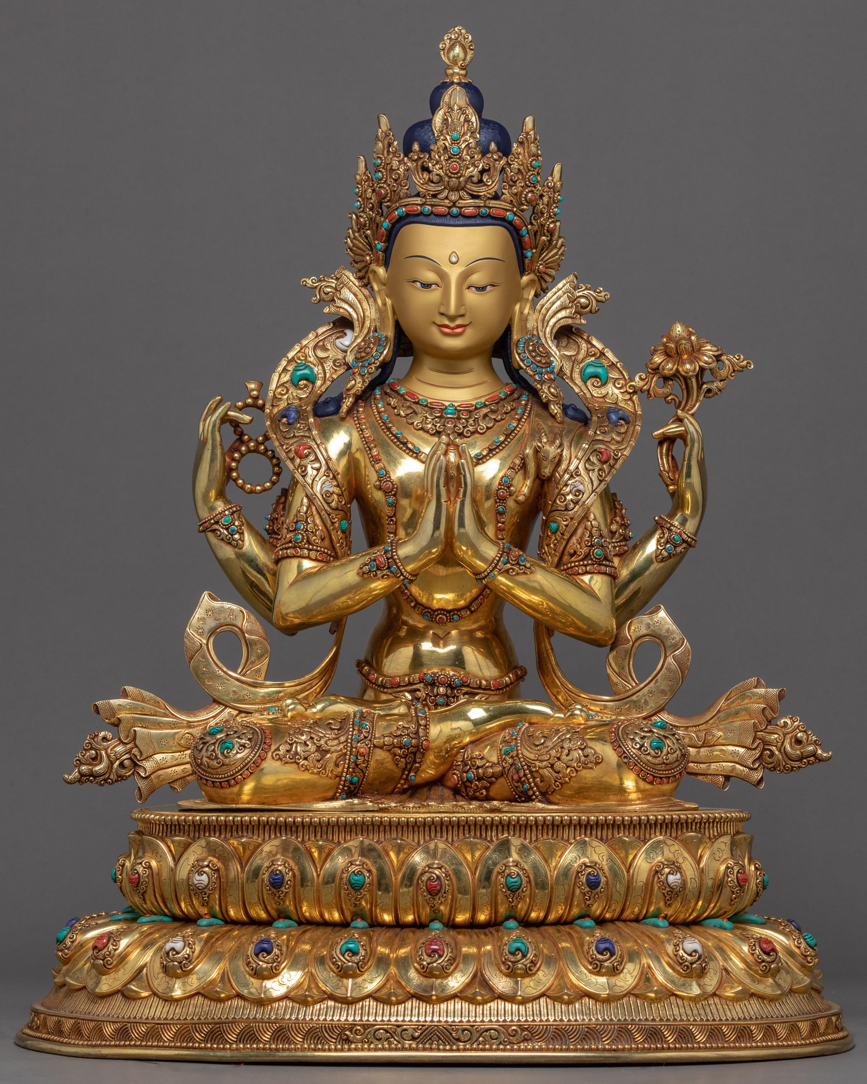 Four Arm Bodhisattva Sculpture | Traditional Avalokiteshvara Art