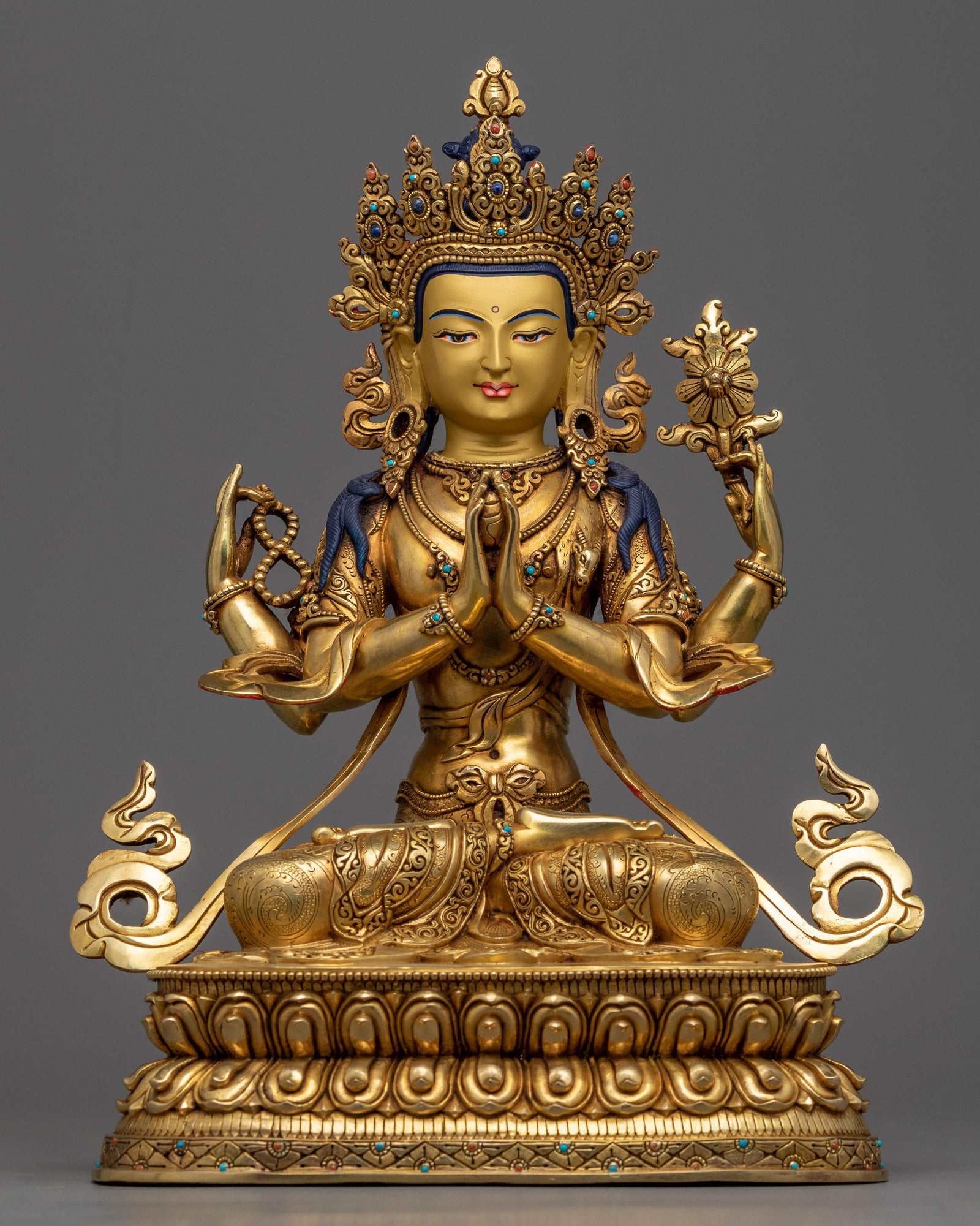 Mantra de Chenrezig Statue | Handmade Compassionate Deity of Boddhisat