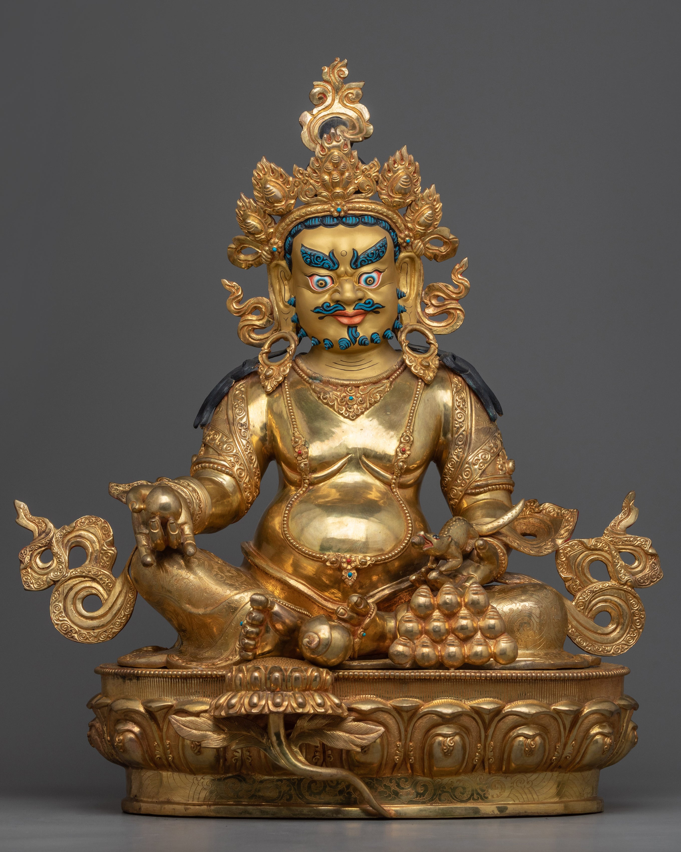 Dewa Jambhala Golden Statuette | Traditionally Hand-Crafted Zen-Arts