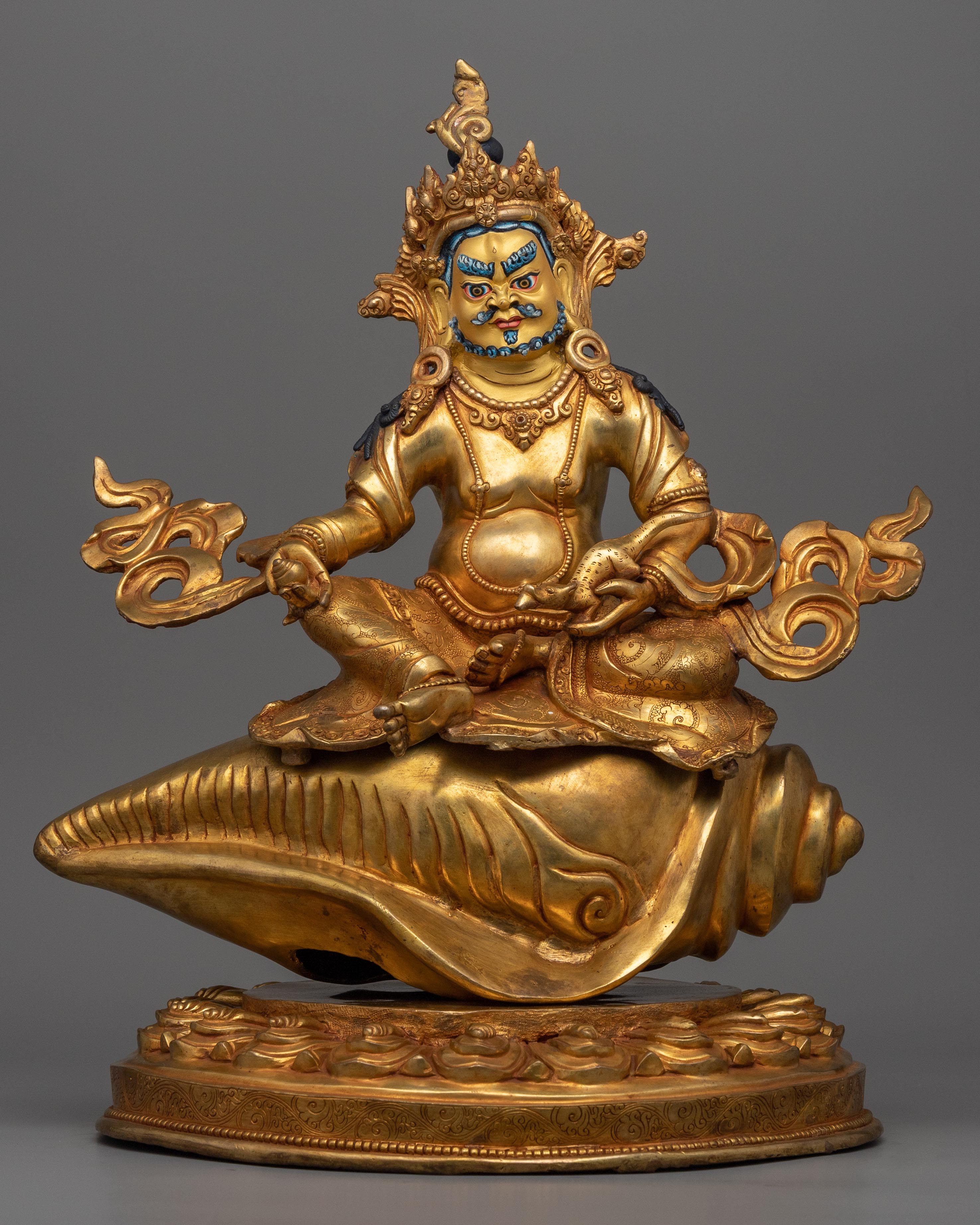 Dzambhala Mantra Practice Statue | The Buddhist Wealth Deity Sitting o