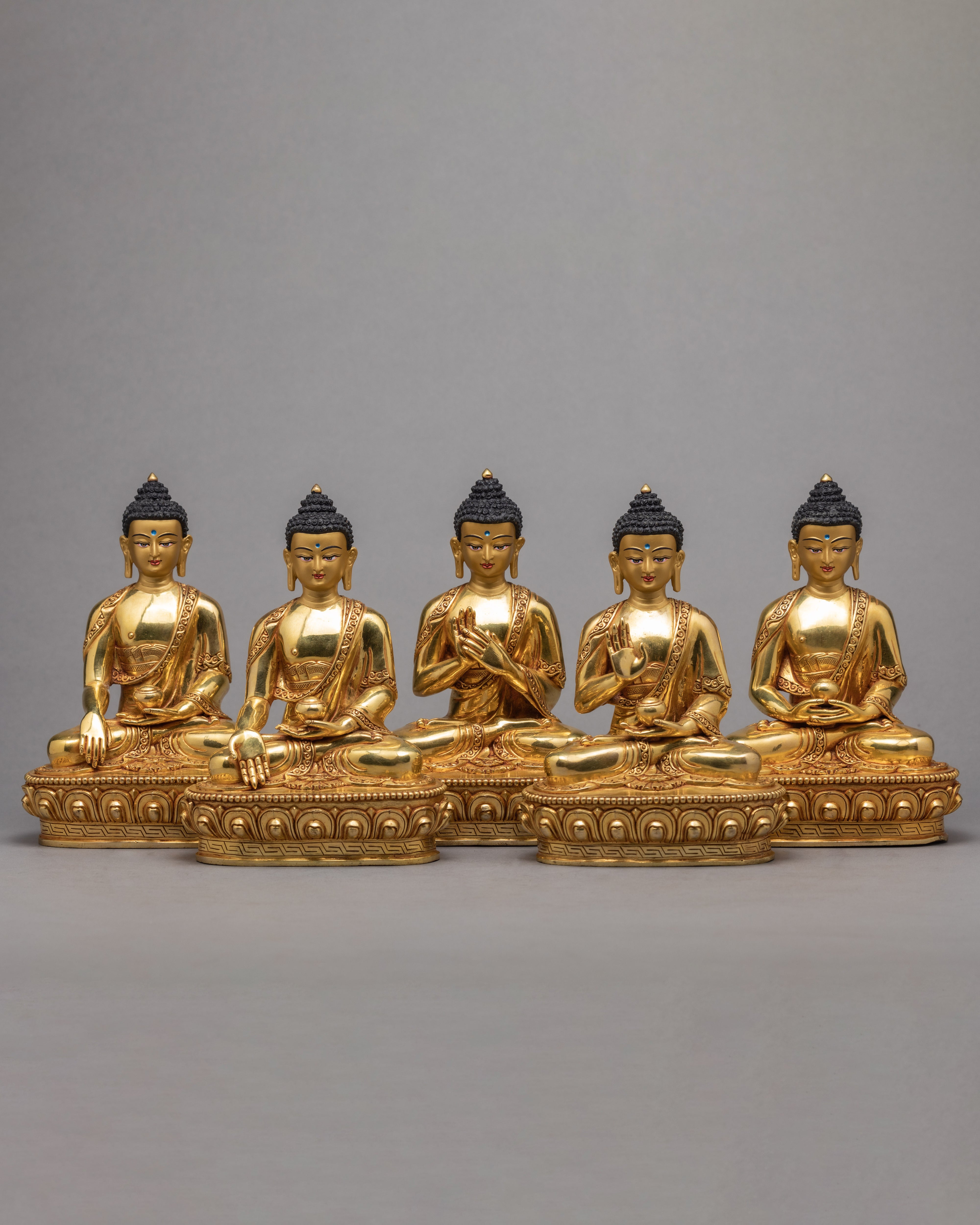 Five Dhyani Buddhas Statue | Vairochana | Akshobhya | Ratnasambhava