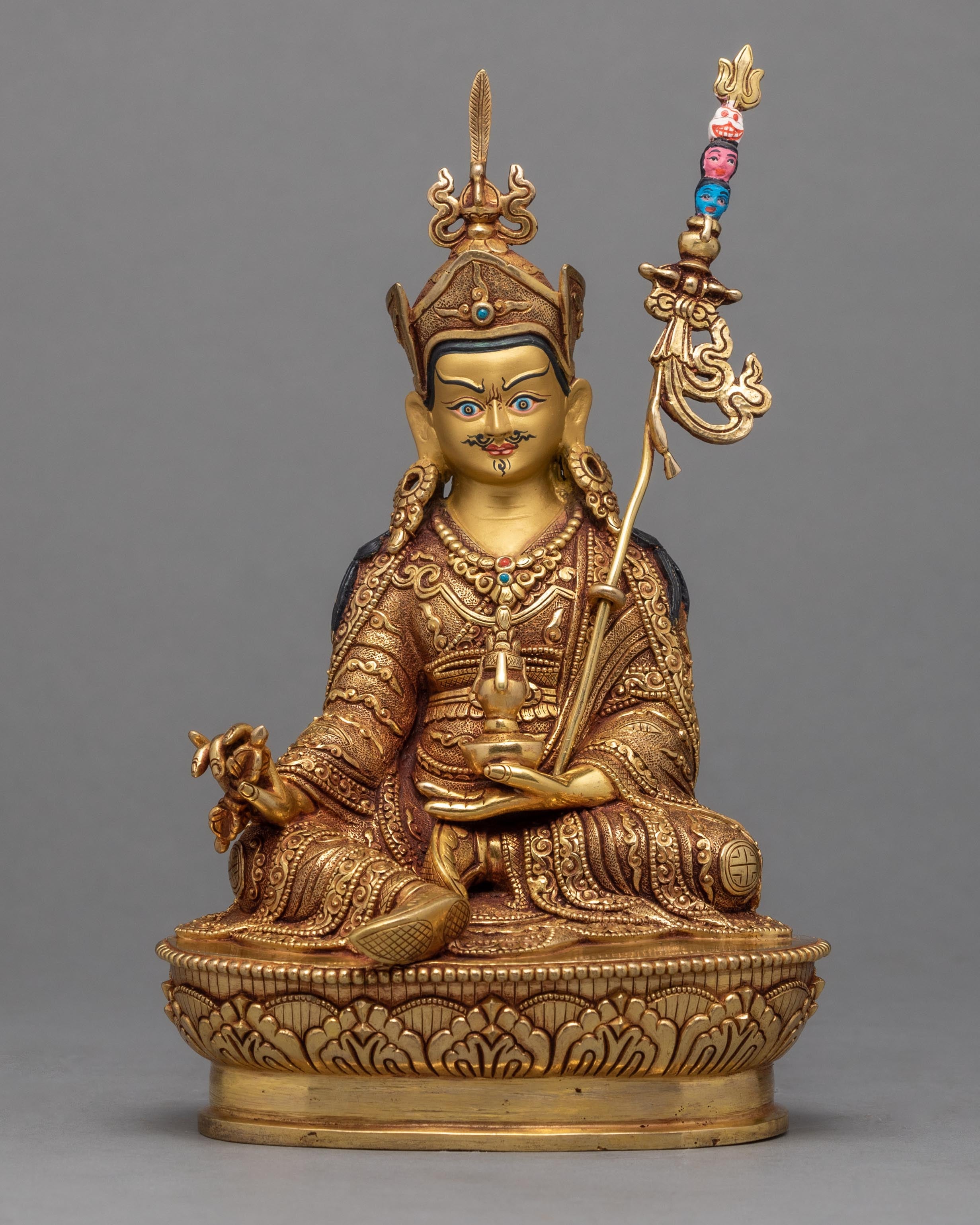 Guru Padmasambhava | The Lotus Born Gold Statue | Tibetan Buddhist Scu