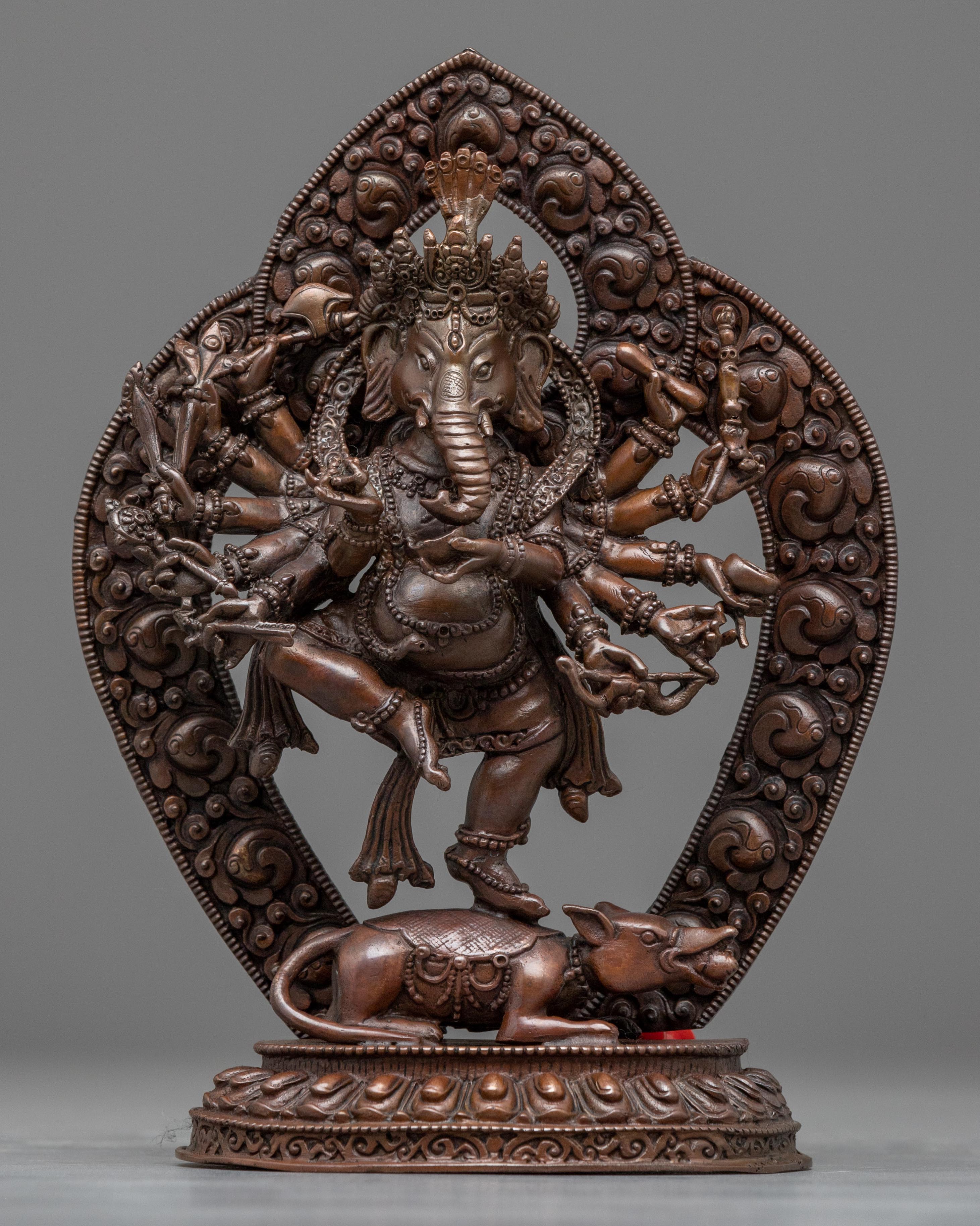 Oxidized Copper Ganesh Statue | Tibetan Style Religious Sculpture