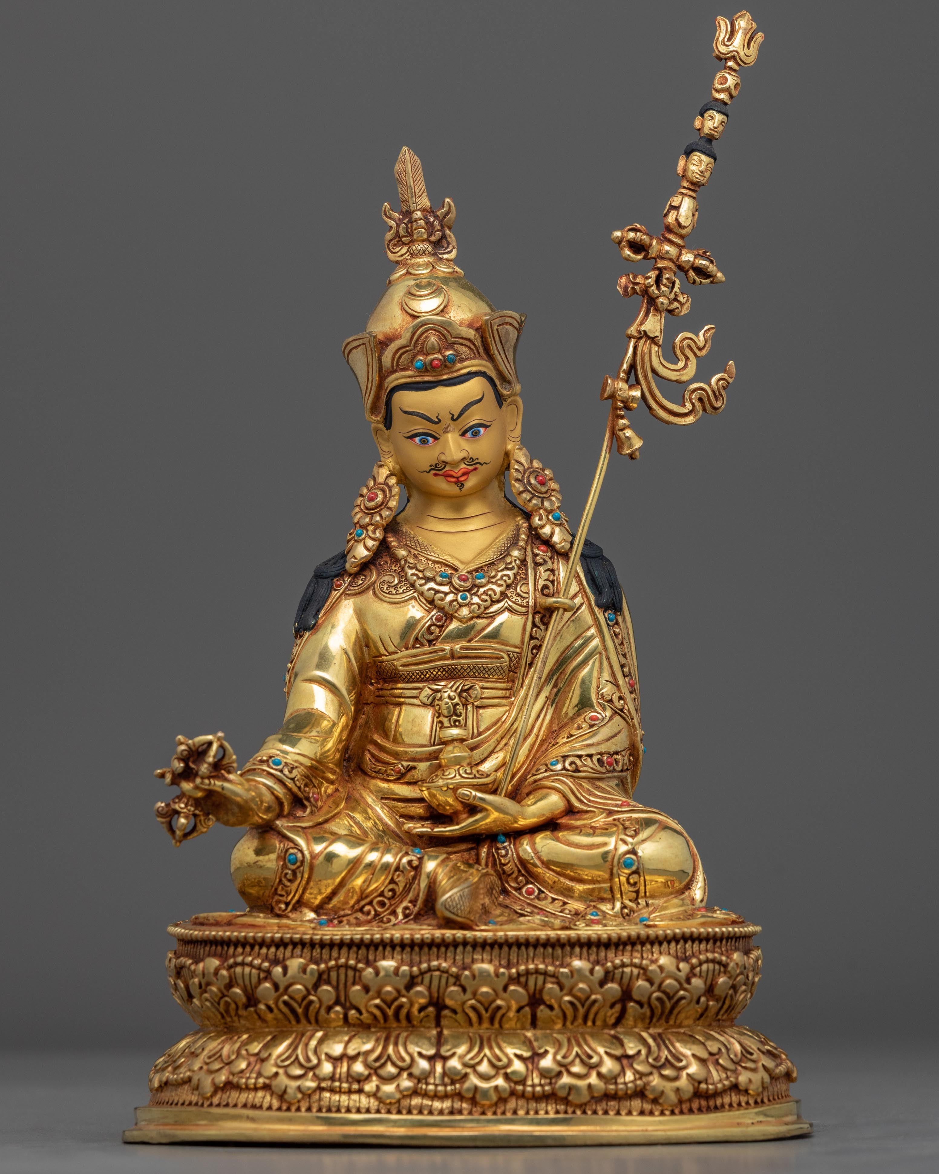 Master Padmasambhava Guru Rinpoche Statue | Traditional Gold-Gilded Re