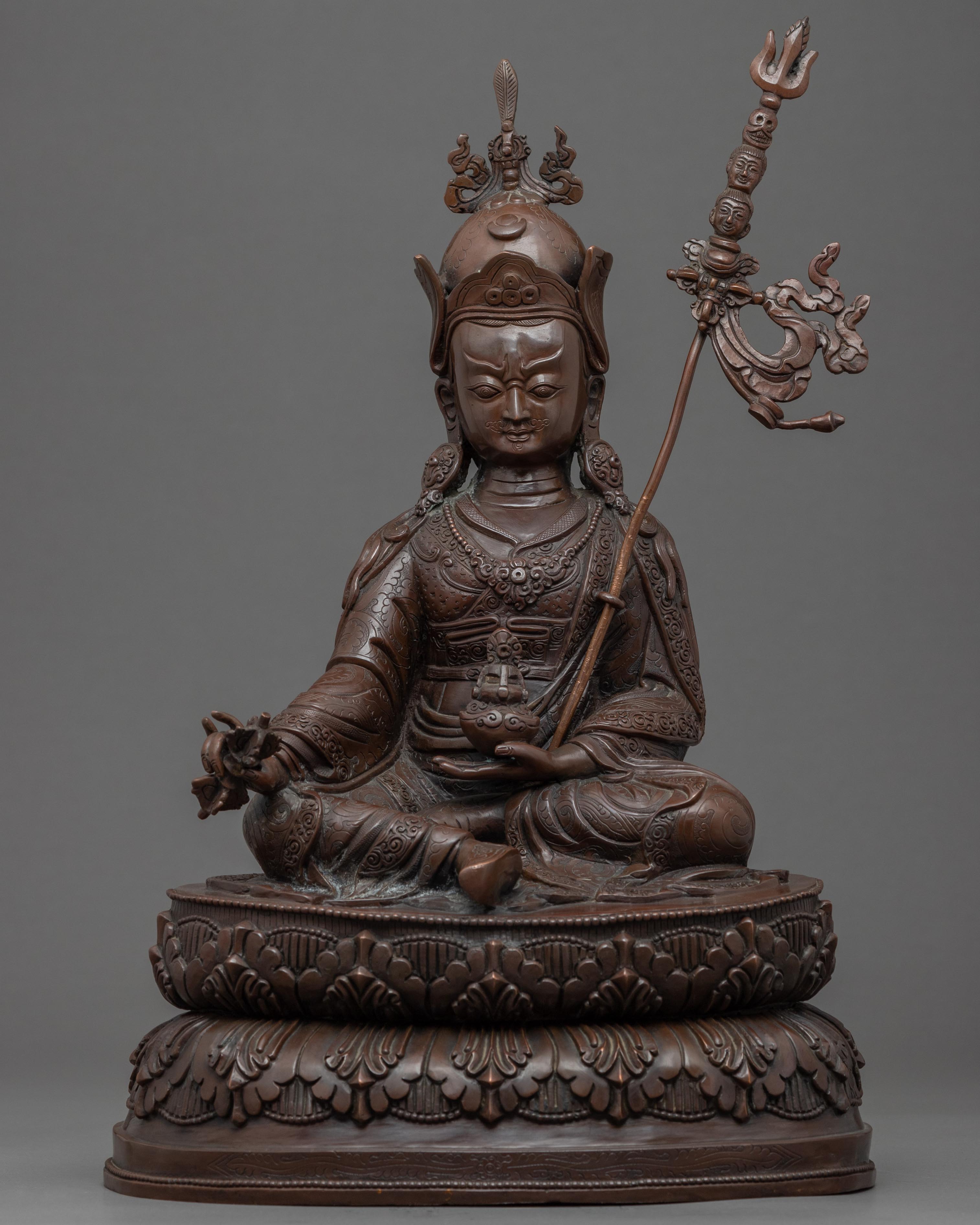 Tibetan Guru Rinpoche | Hand-Carved Buddhist Deity Sculpture