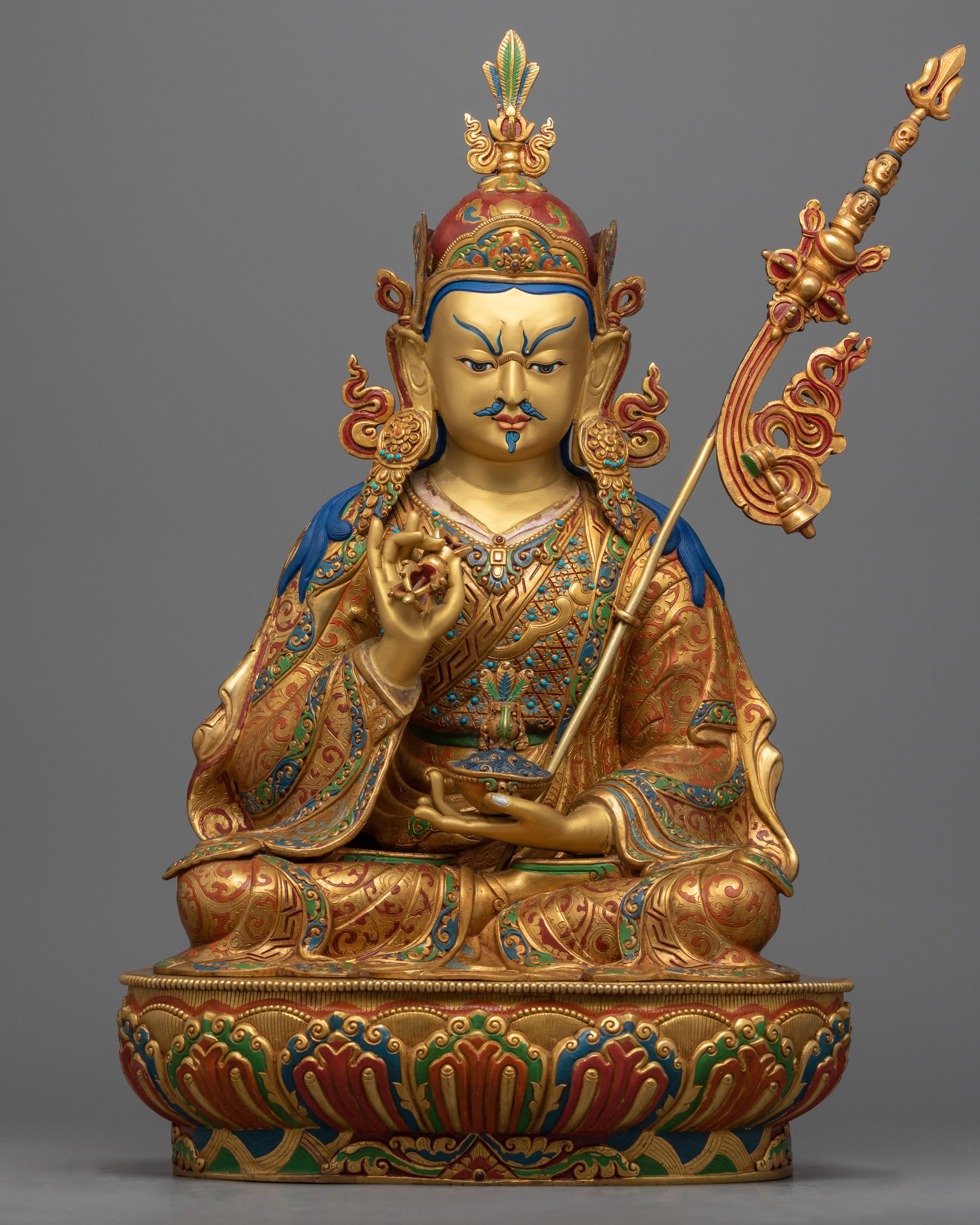 Lotus Born Master, Guru Rinpoche Statue | Gold Gilded Himalayan Buddhi