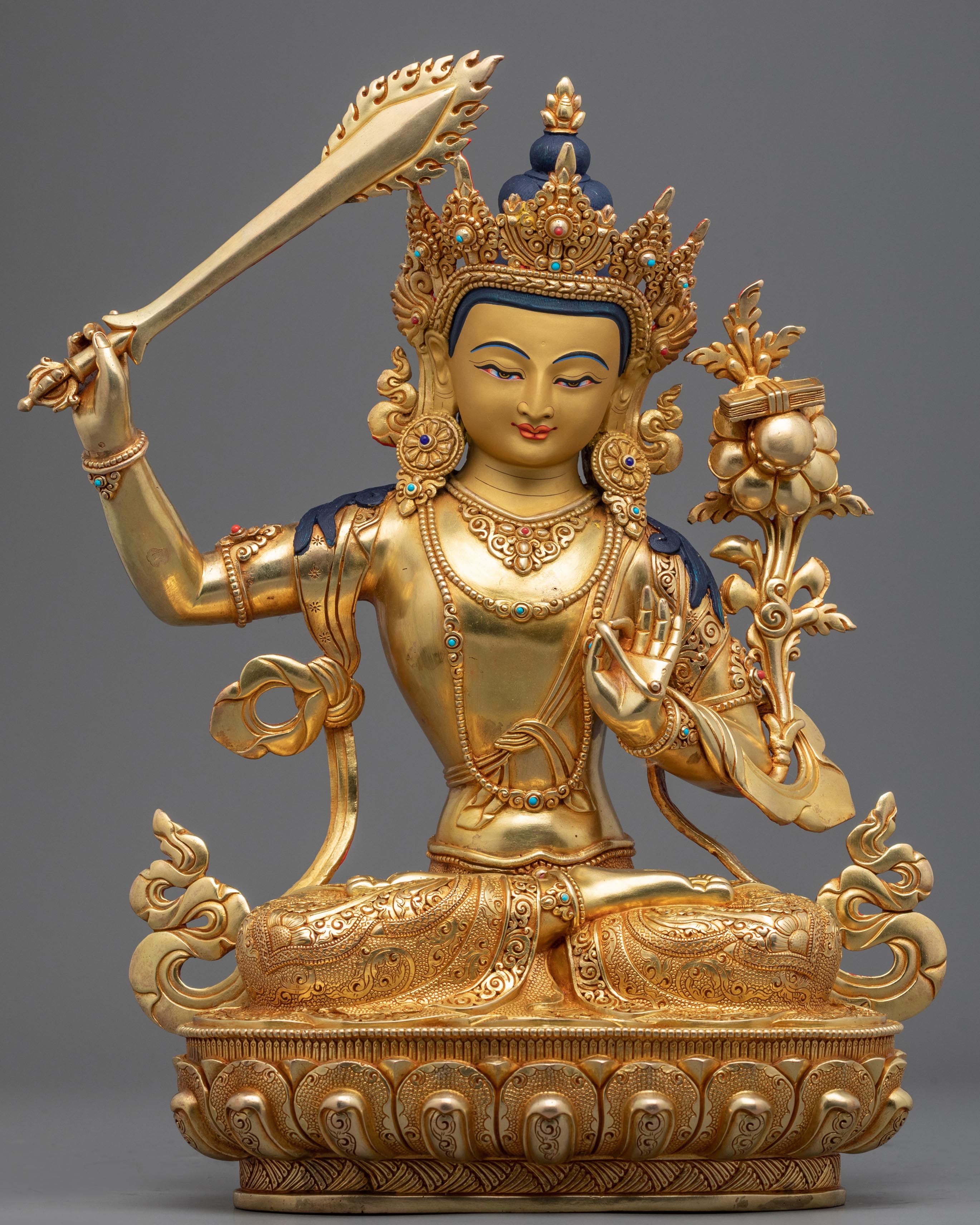 Statuette For Manjushri Prayer | Himalayan 100% Hand-sculpted Sculptur