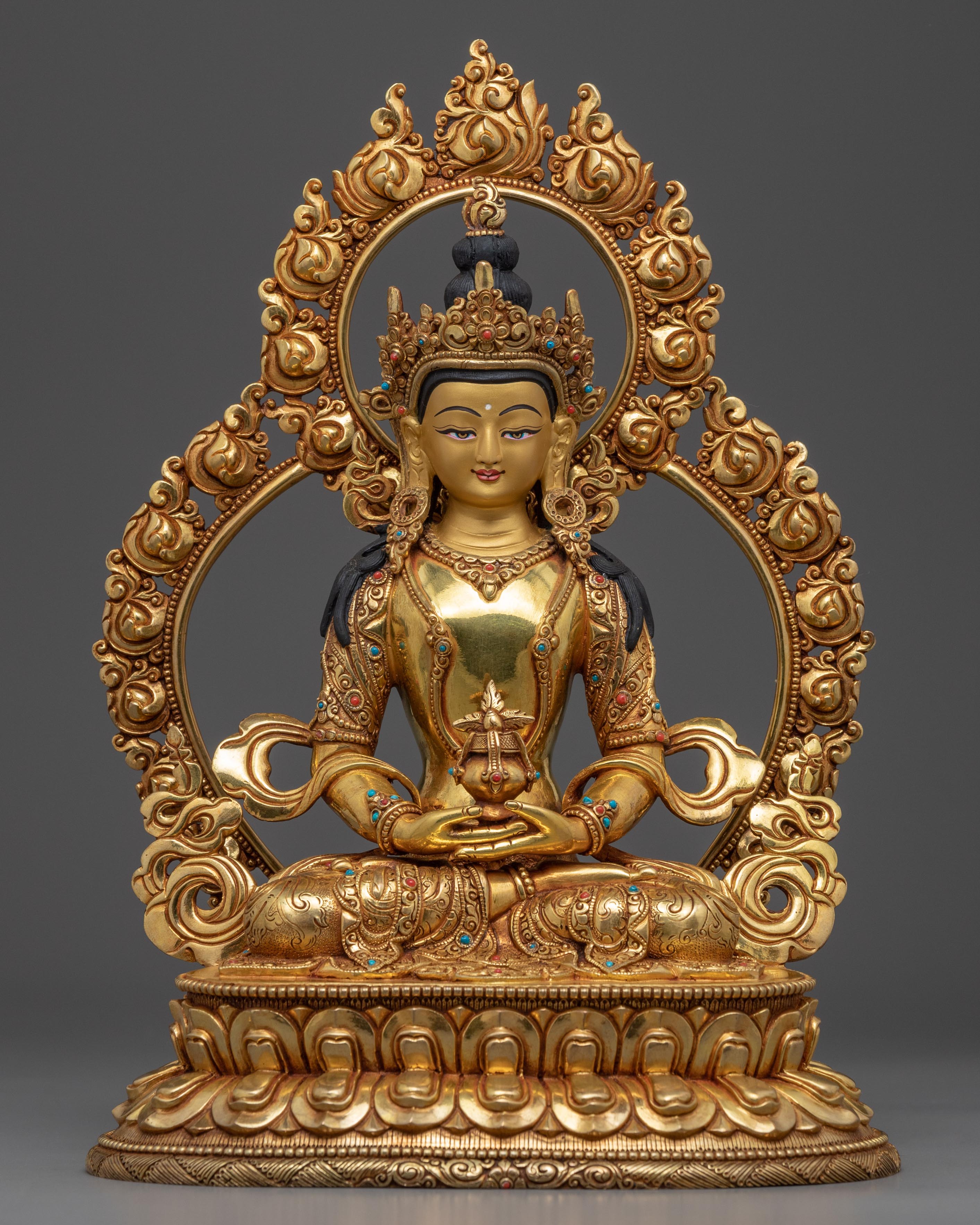 Tibetan Buddhist Statue of Lord Amitayus | Himalayan Traditional Art