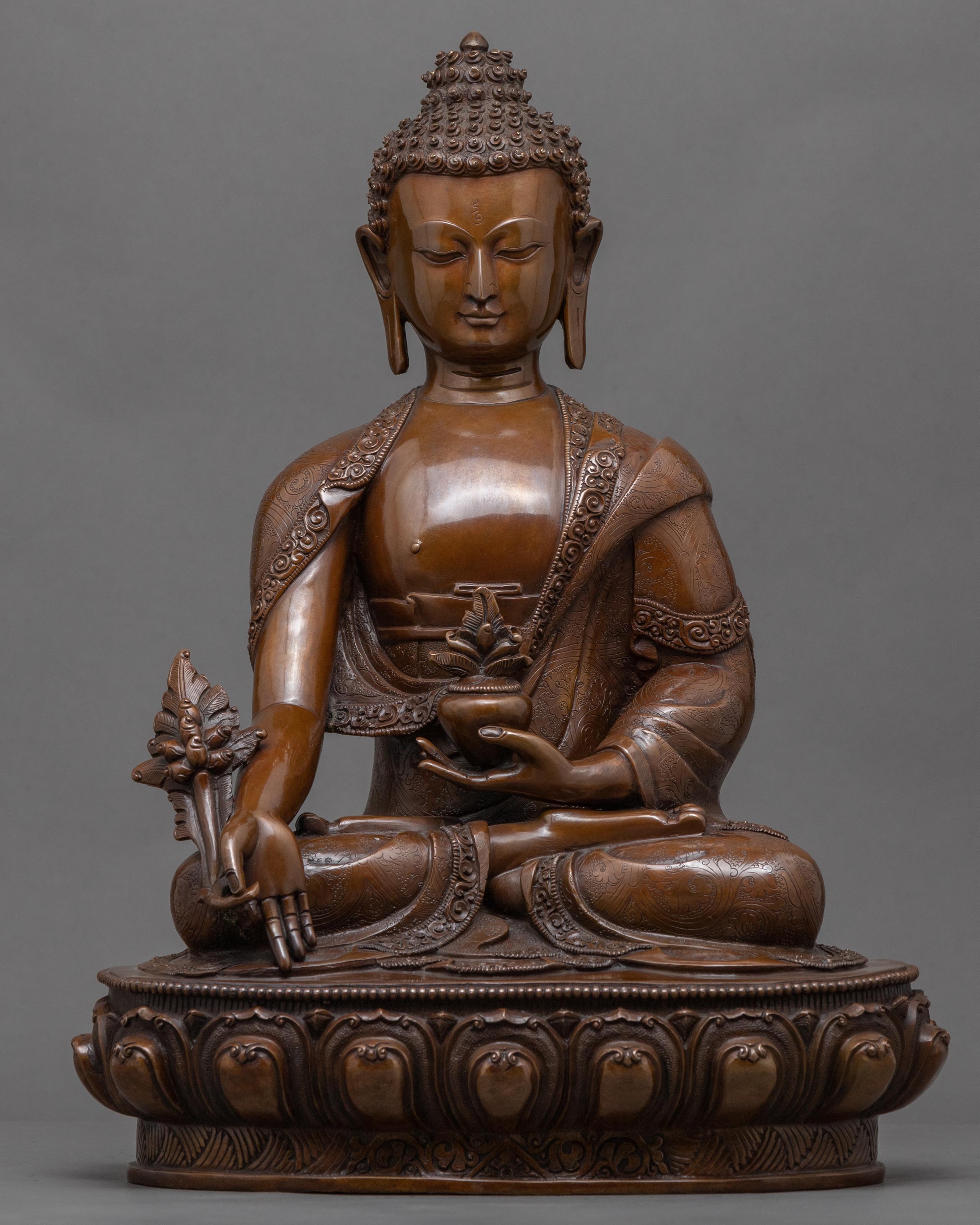 Medicine Buddha Altar For Tibetan Shrine | Oxidized Art-work of Himala