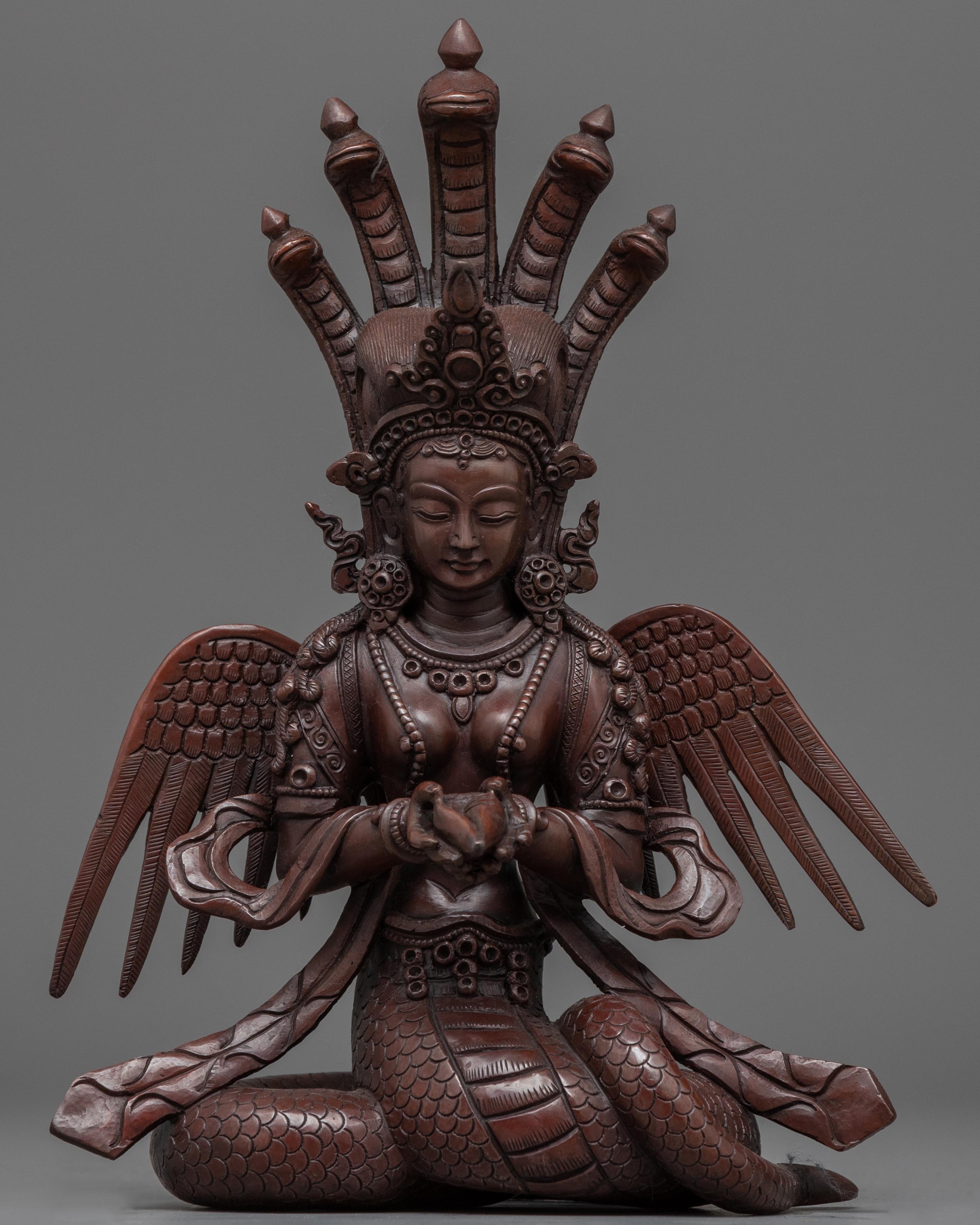 Naga Kanya Goddess Statue | Oxidized Copper Artwork Of Buddhist Deity