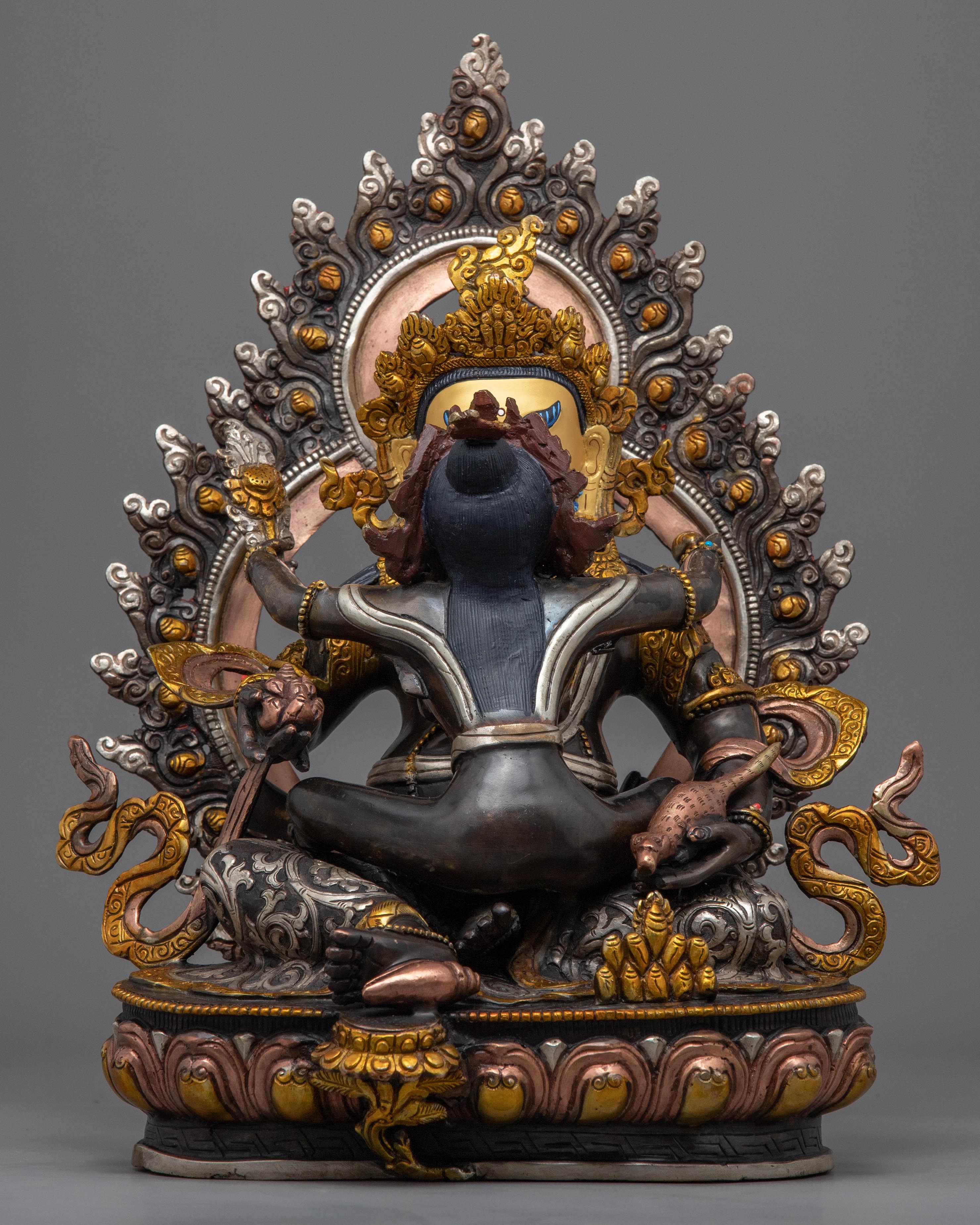 Gold Gilded Red Dzambhala Statue | Buddhist Deity of Wealth and Prospe