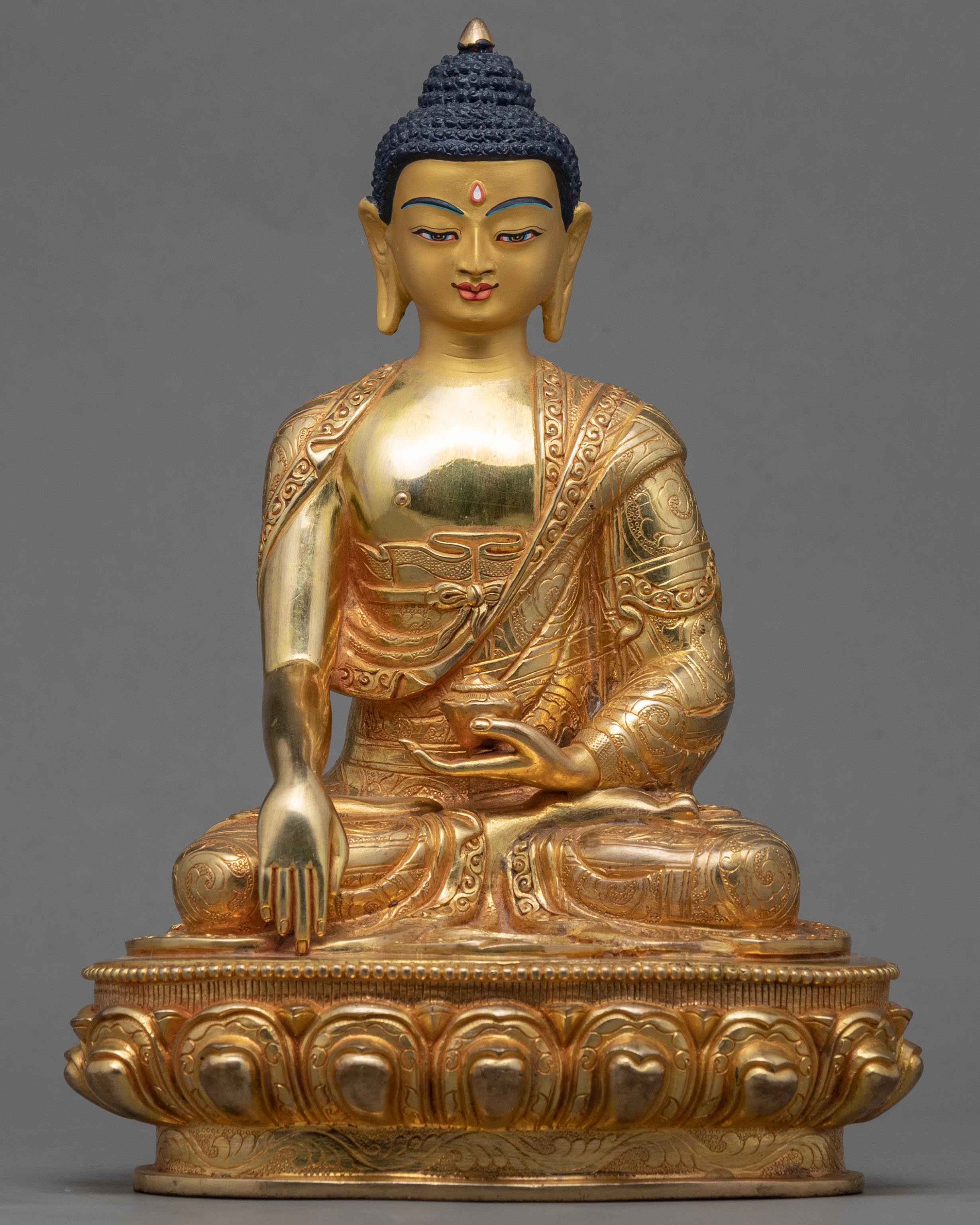 Tibetan Himalayan Gold Buddha Statue For Home | Gold-Plated Himalayan