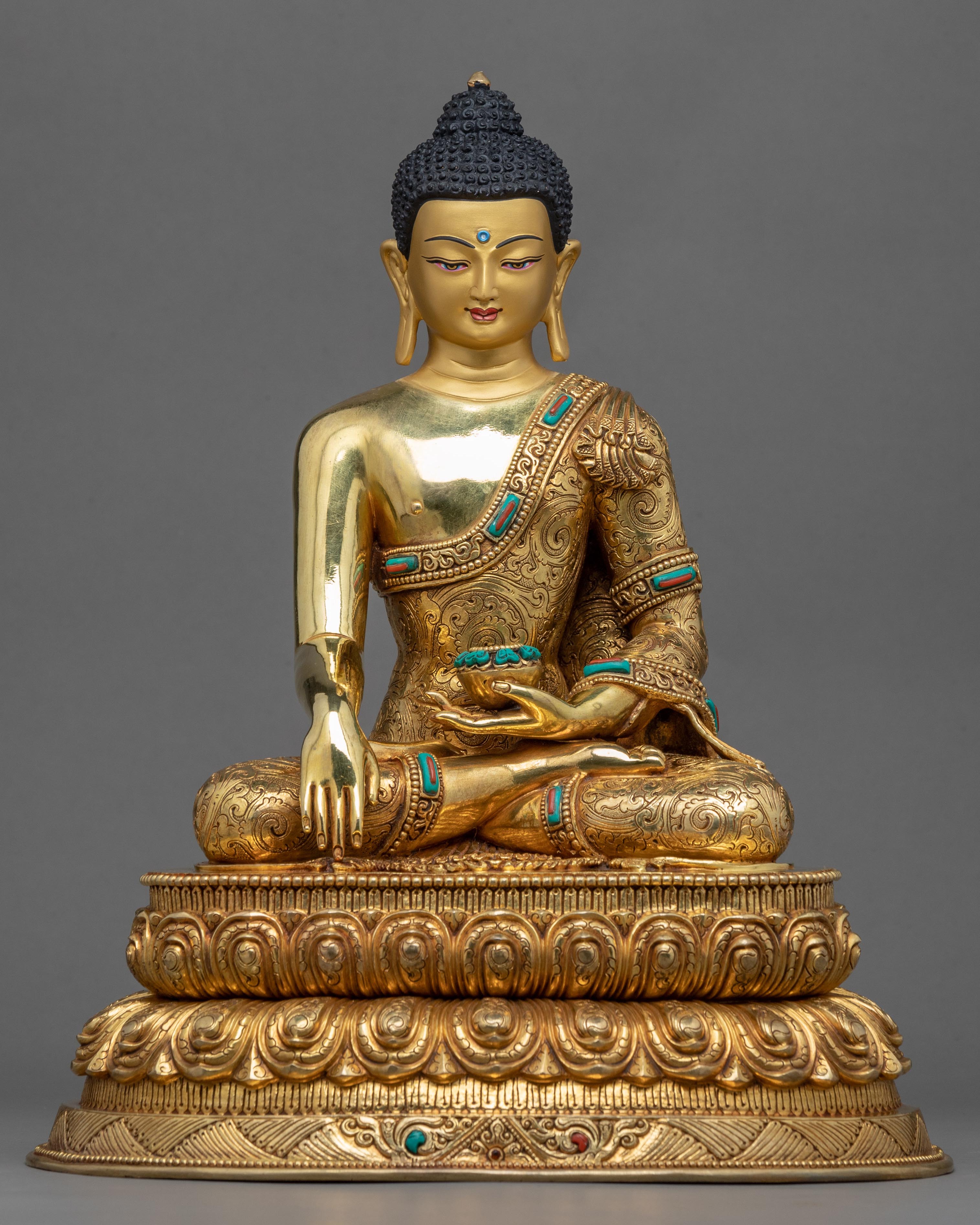 Gold Gilded Copper Buddha Statue | Tibetan Buddha Sculpture For Mindfu
