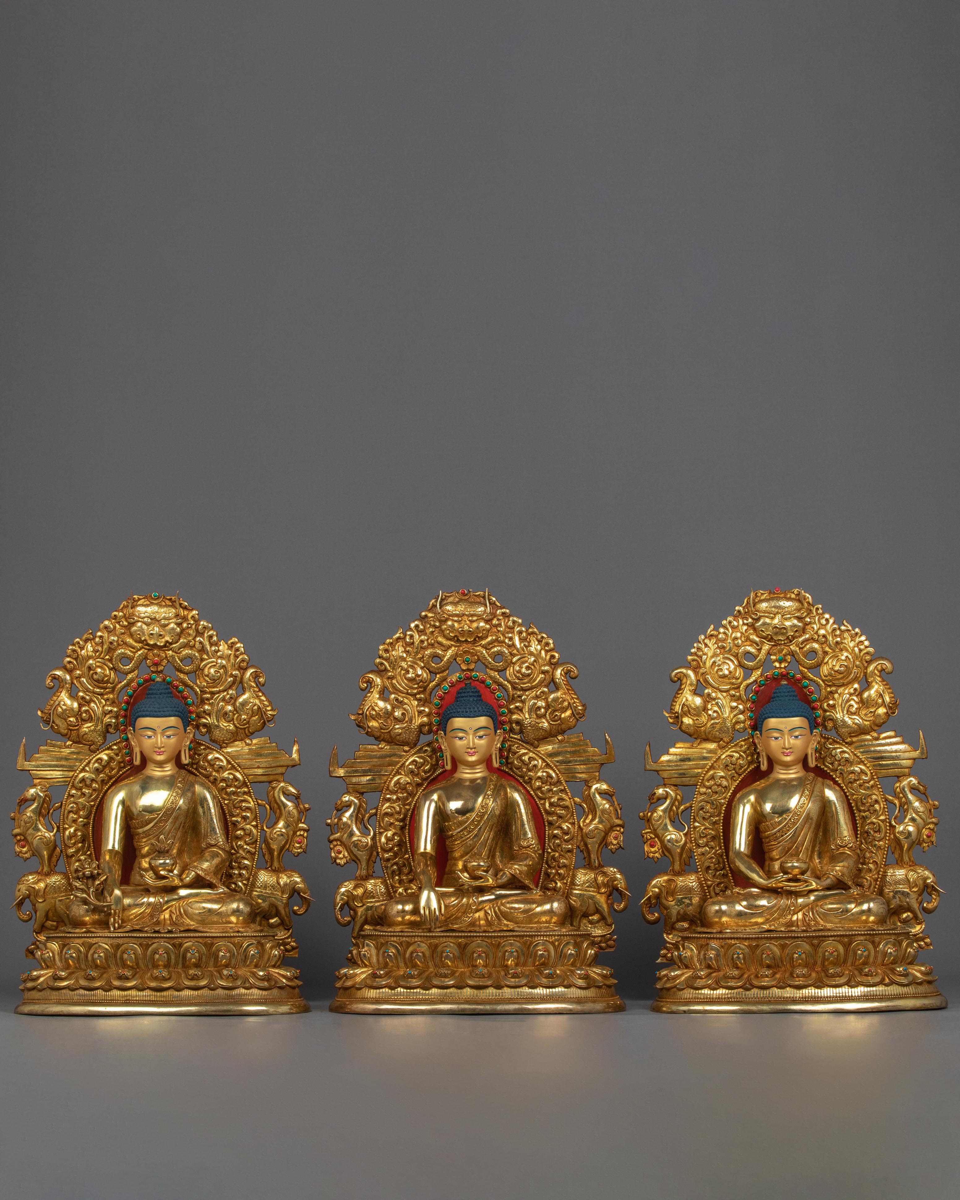 Three Wise Buddha Sculptures | Shakyamuni Buddha | Medicine Buddha | A