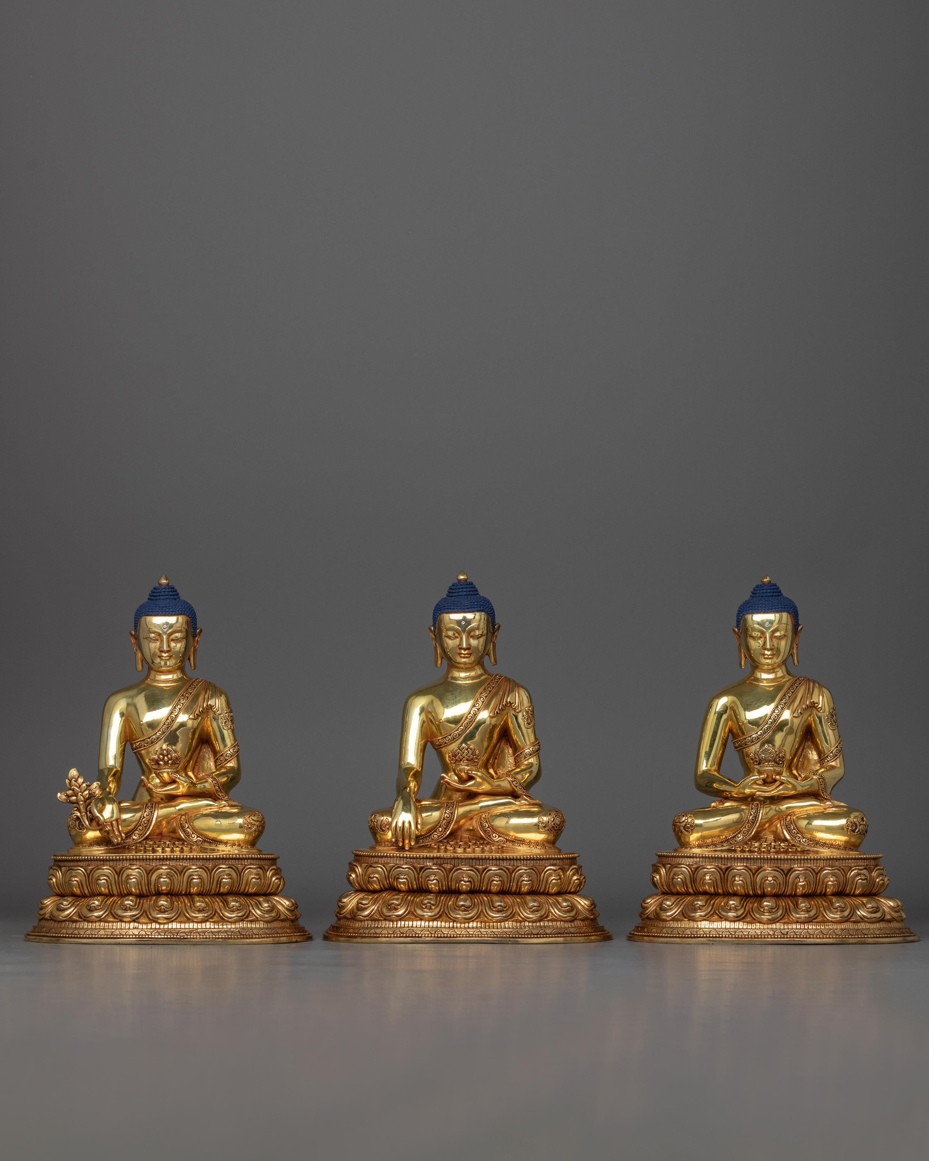 Three Buddha Statue Set | Medicine Buddha, Shakyamuni Buddha, Amitabha