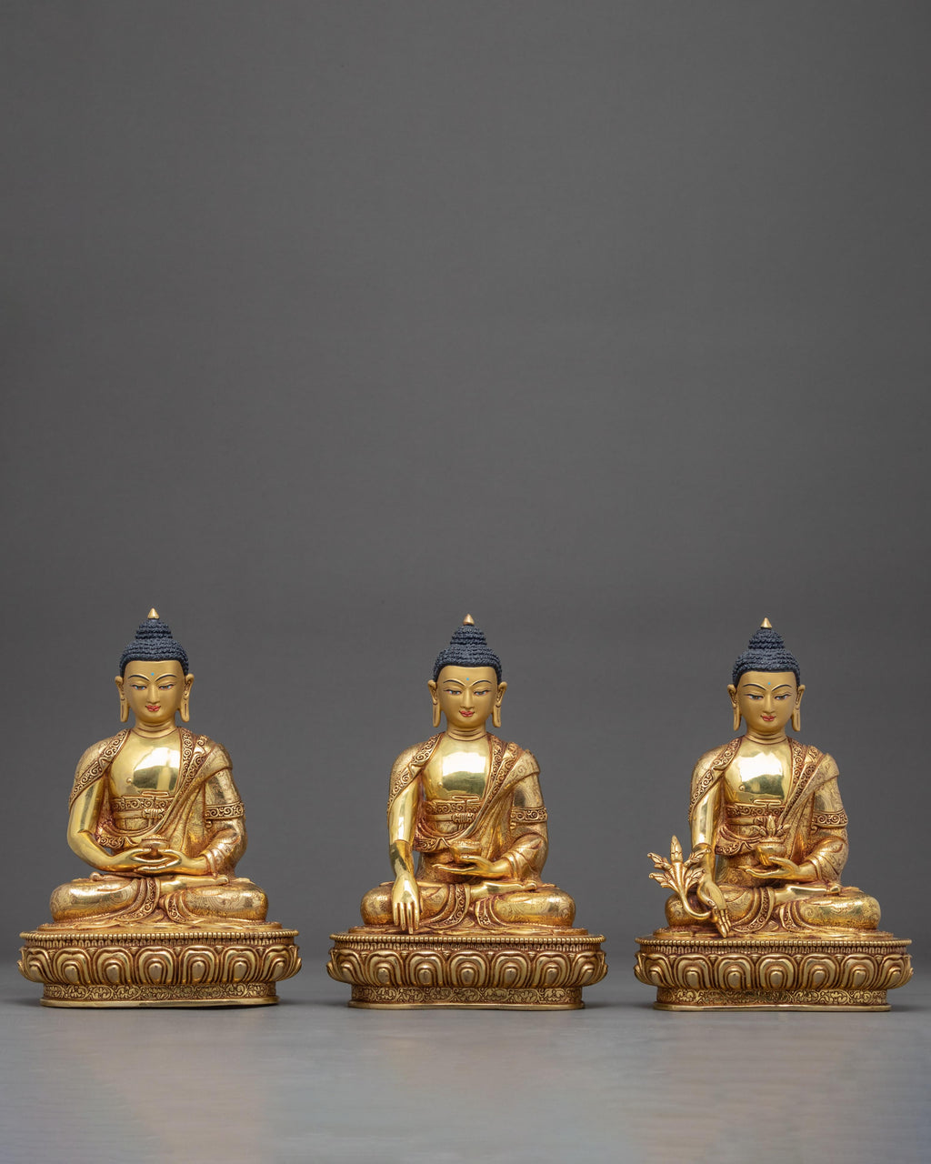 3 Buddha Statues | Set of Tibetan Himalayan Art