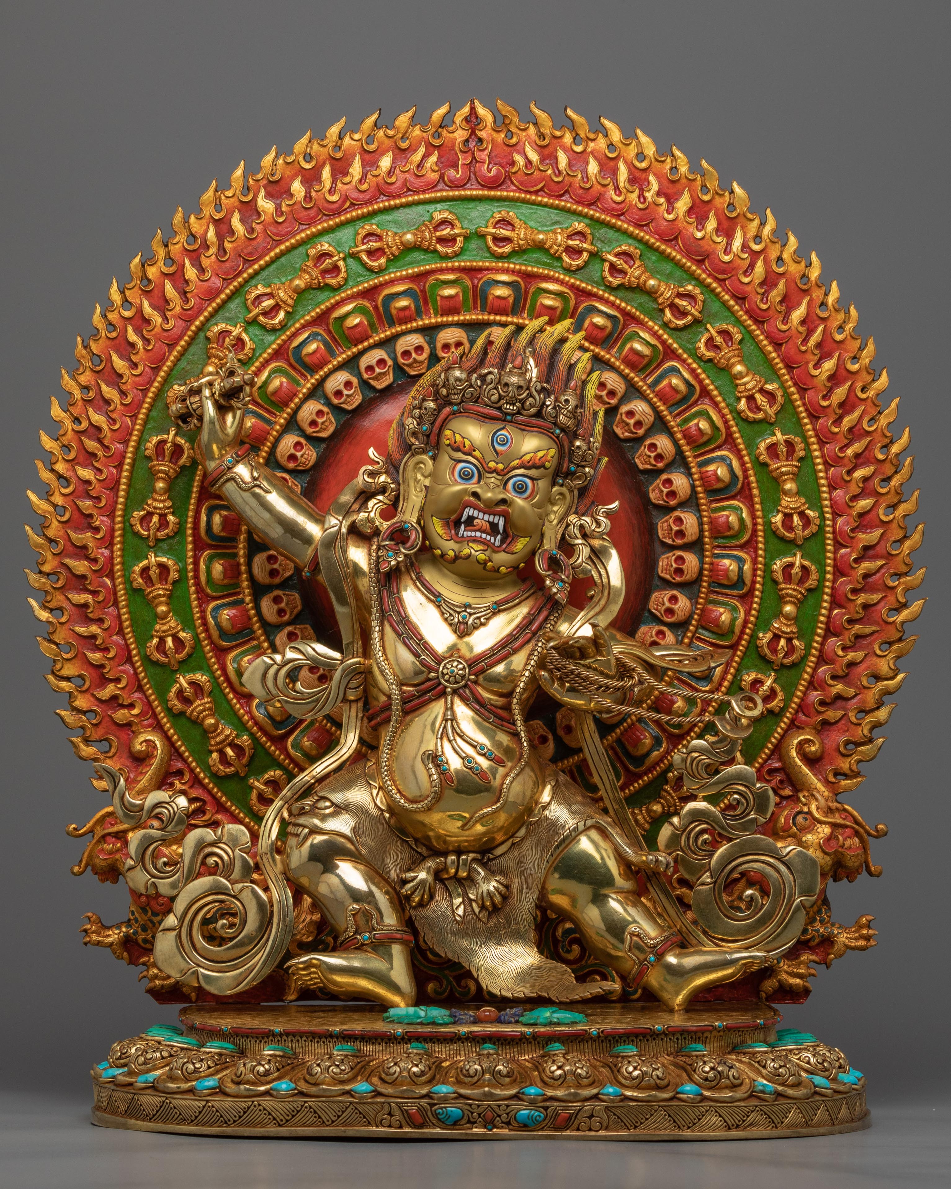 Vajrapani Bodhisattva Gold Gilded Statue | Hand-Carved Bodhisattva Sta