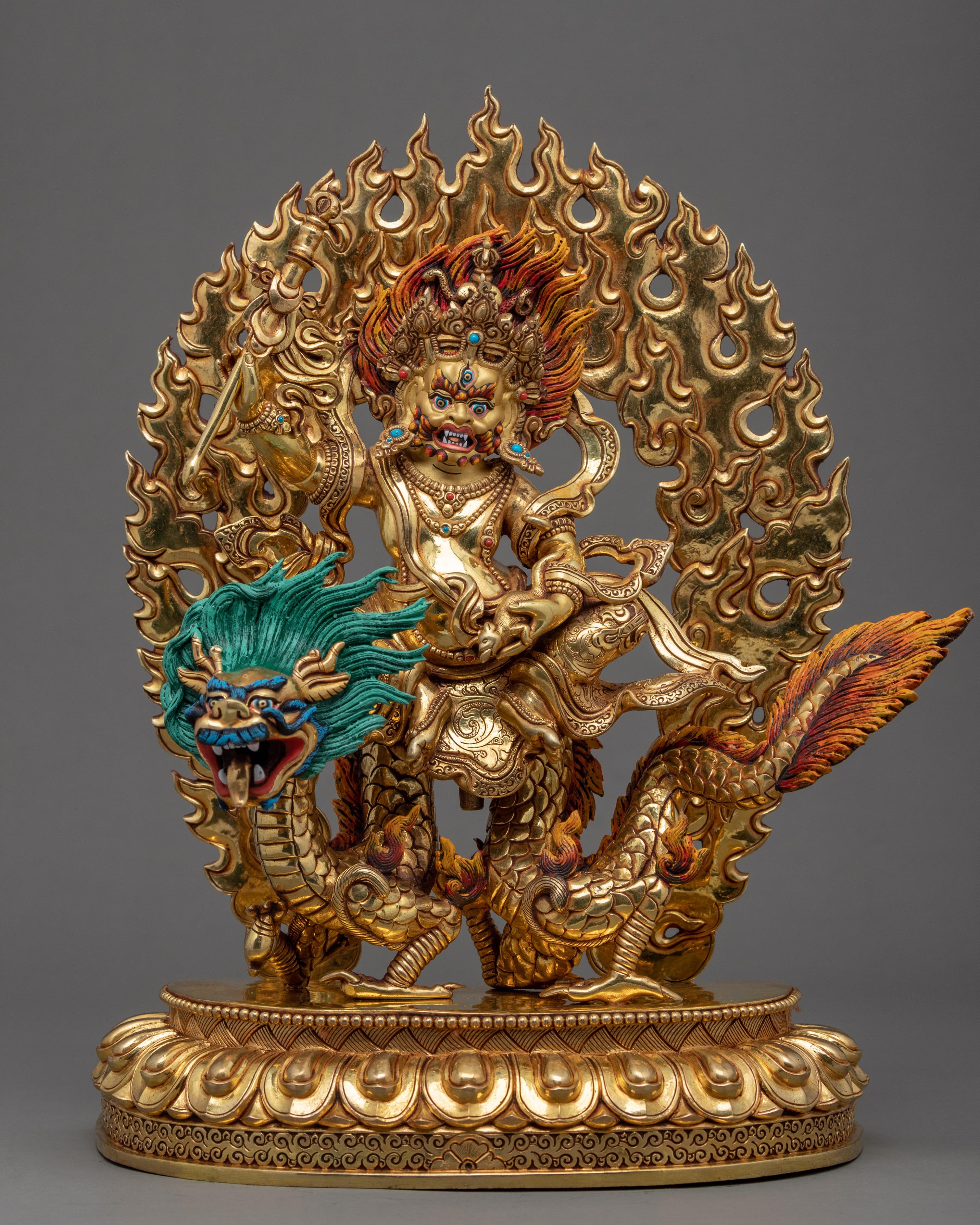 White Dzambhala Statue | Traditionally Hand Carved Wealth Deity