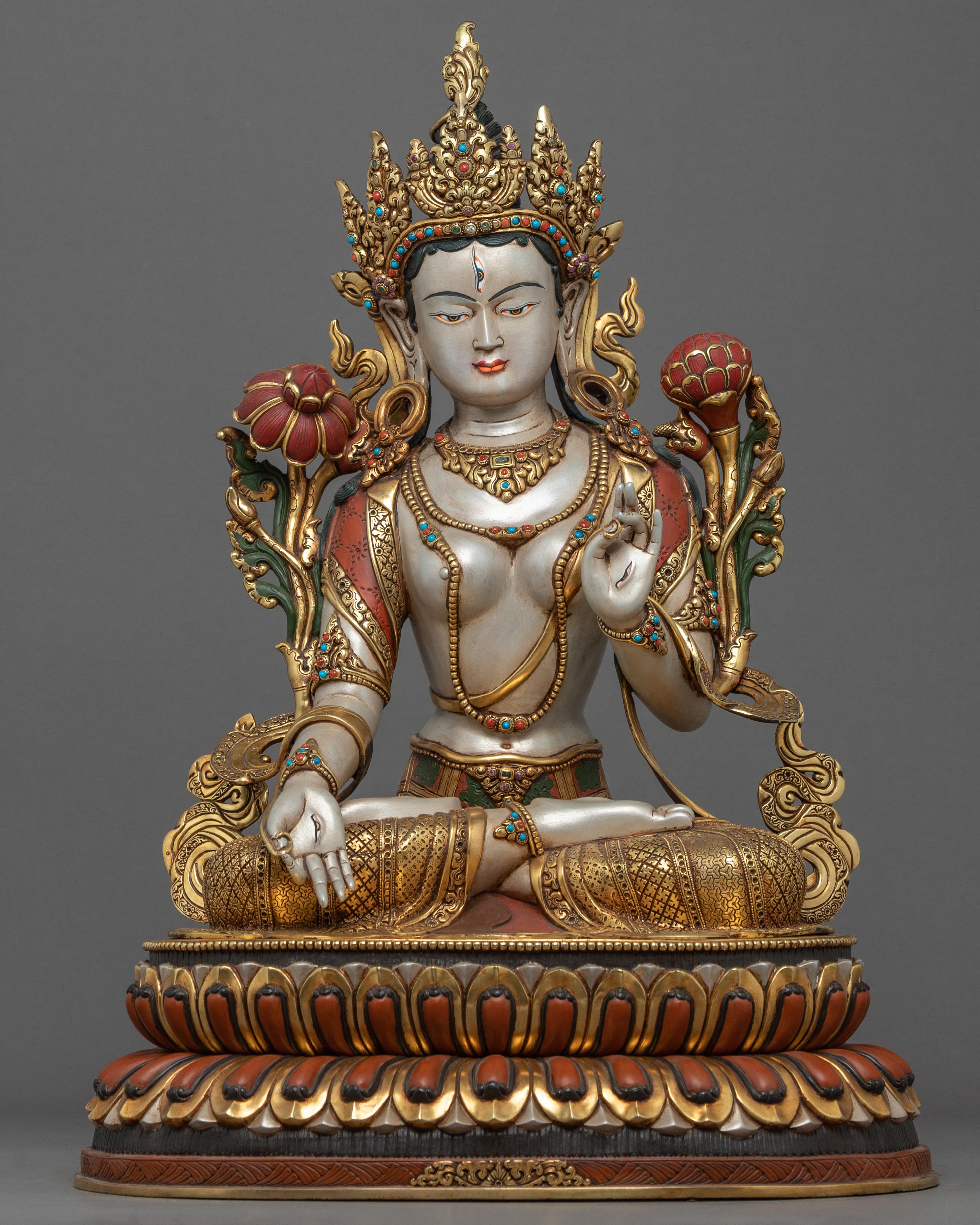 Buddhist White Tara Statue | Rare Traditional Art of Nepal