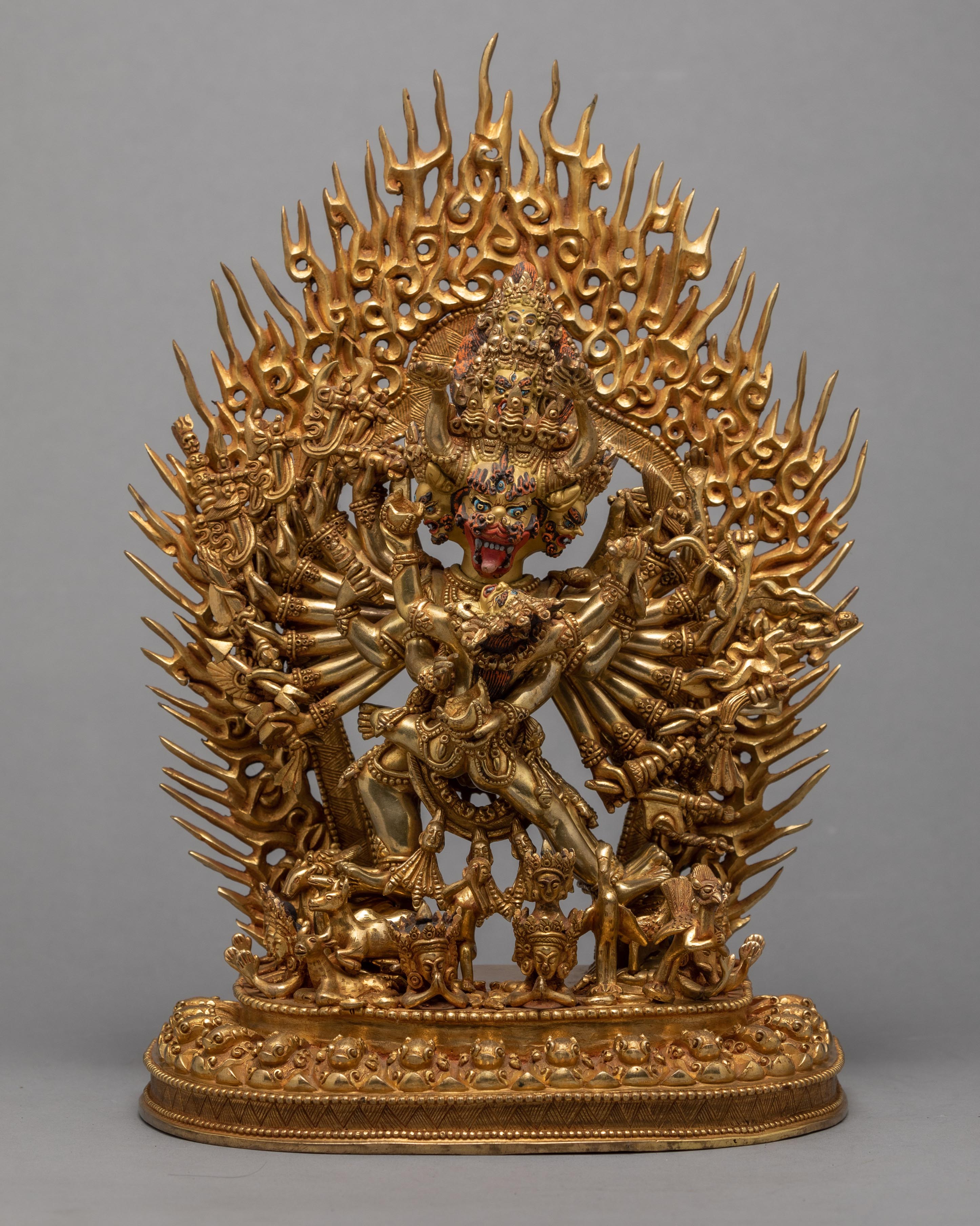 Yamantaka Statue | Buddhist Wrathful Deity | Exquisite Gold Statue