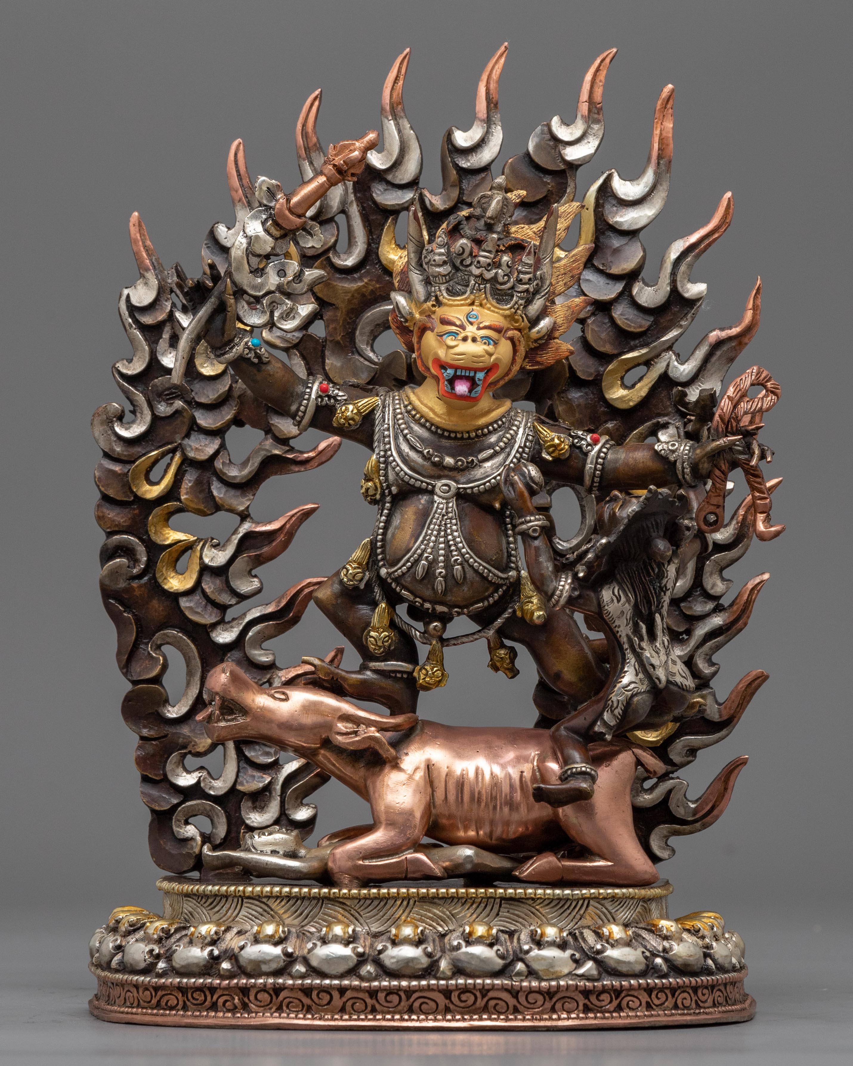 Hand-Carved Statue Yamantaka Deity | Buddhist Wrathful Deity Statue