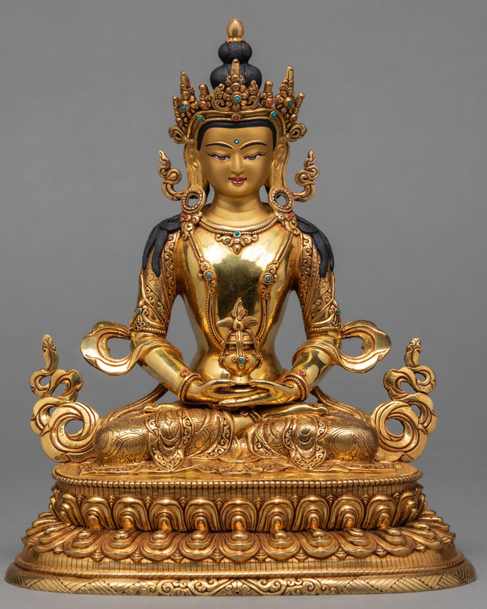 24K Gold Gilded Statue | Amitayus Statue | traditional Buddhist Art